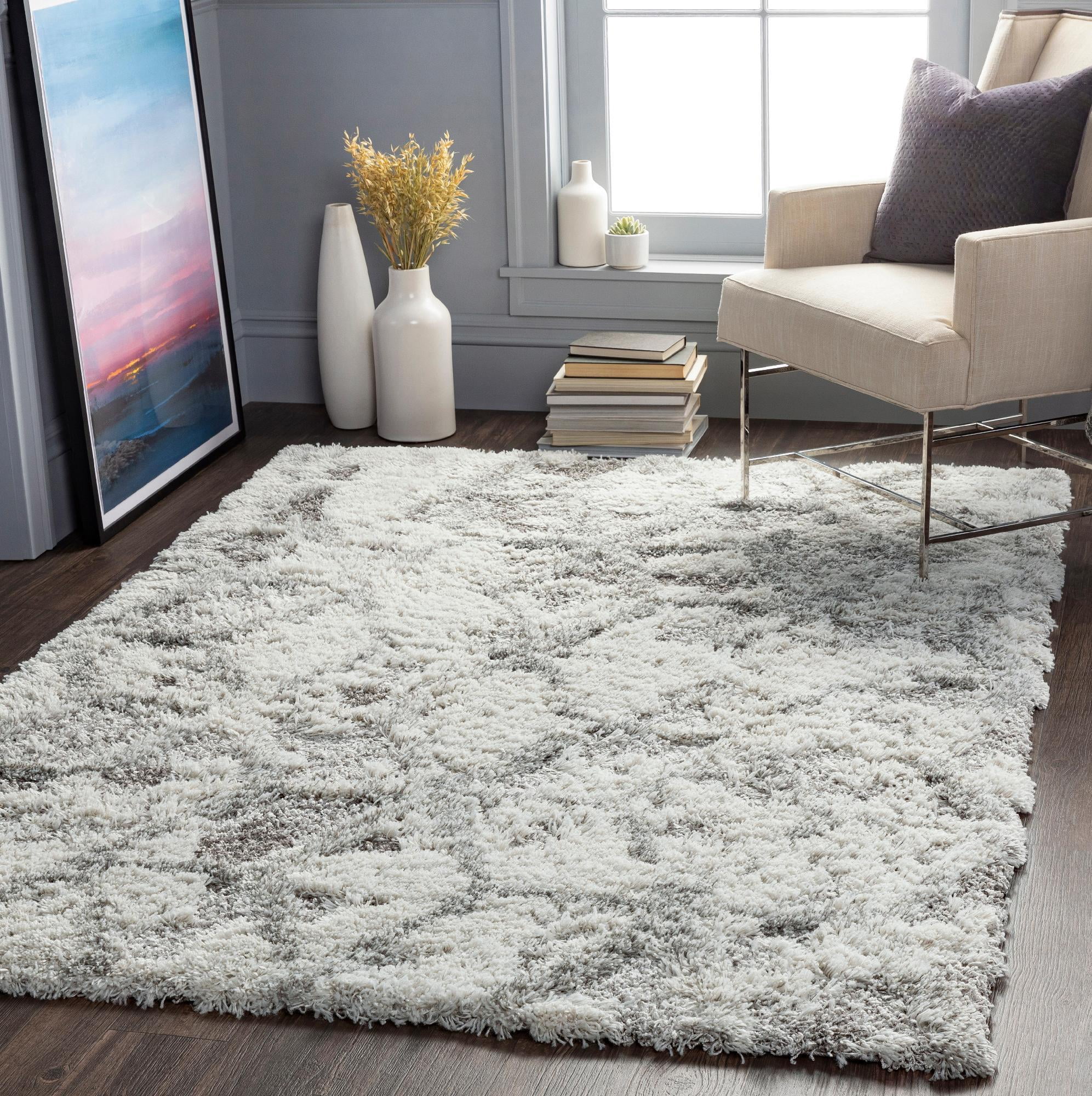 Mark&Day Area Rugs, 5x7 Overveen Modern Shag Light Gray Area Rug, Off ...