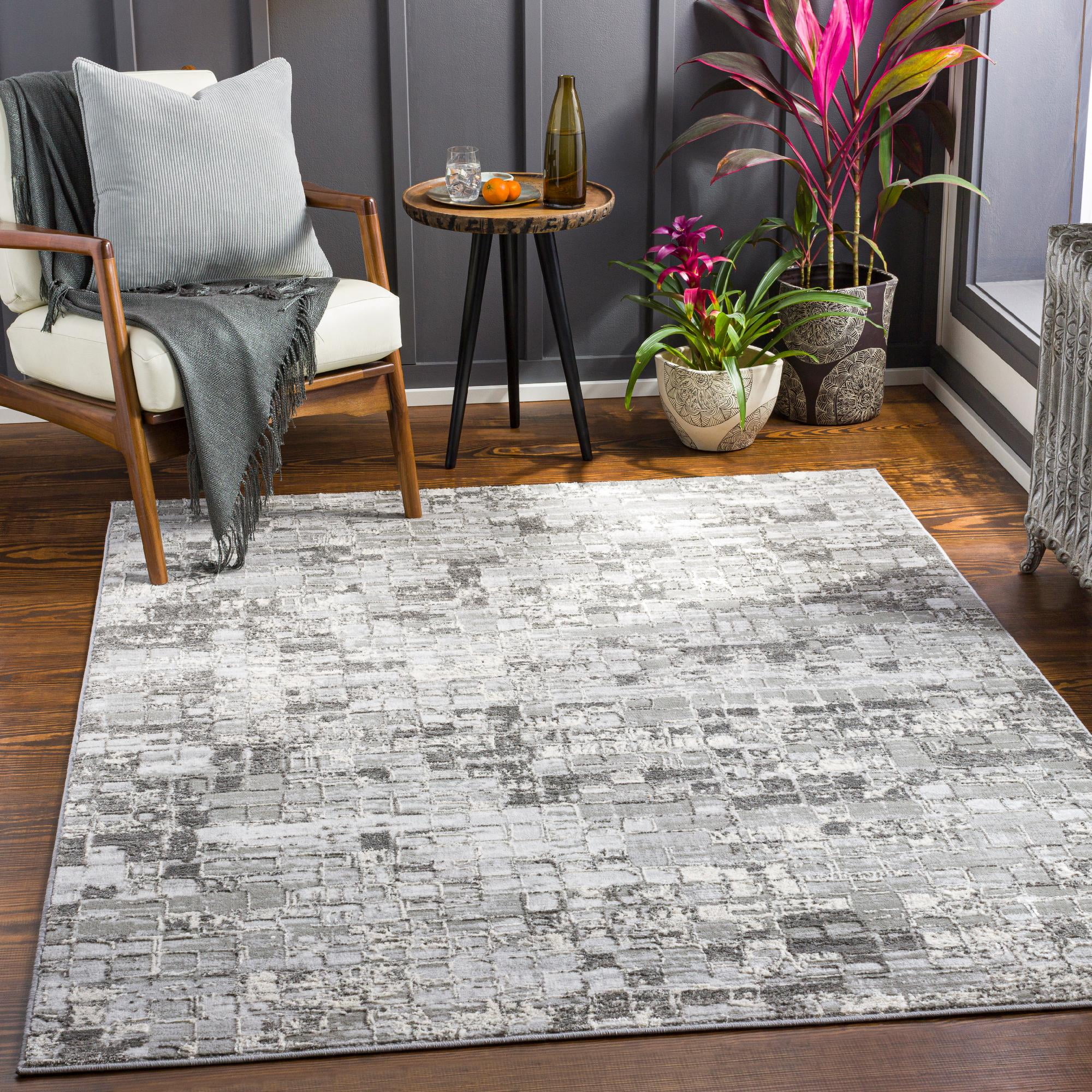 Mark&Day 5x7 Ozgur Modern Charcoal Area Rug, Machine Woven, Stain ...