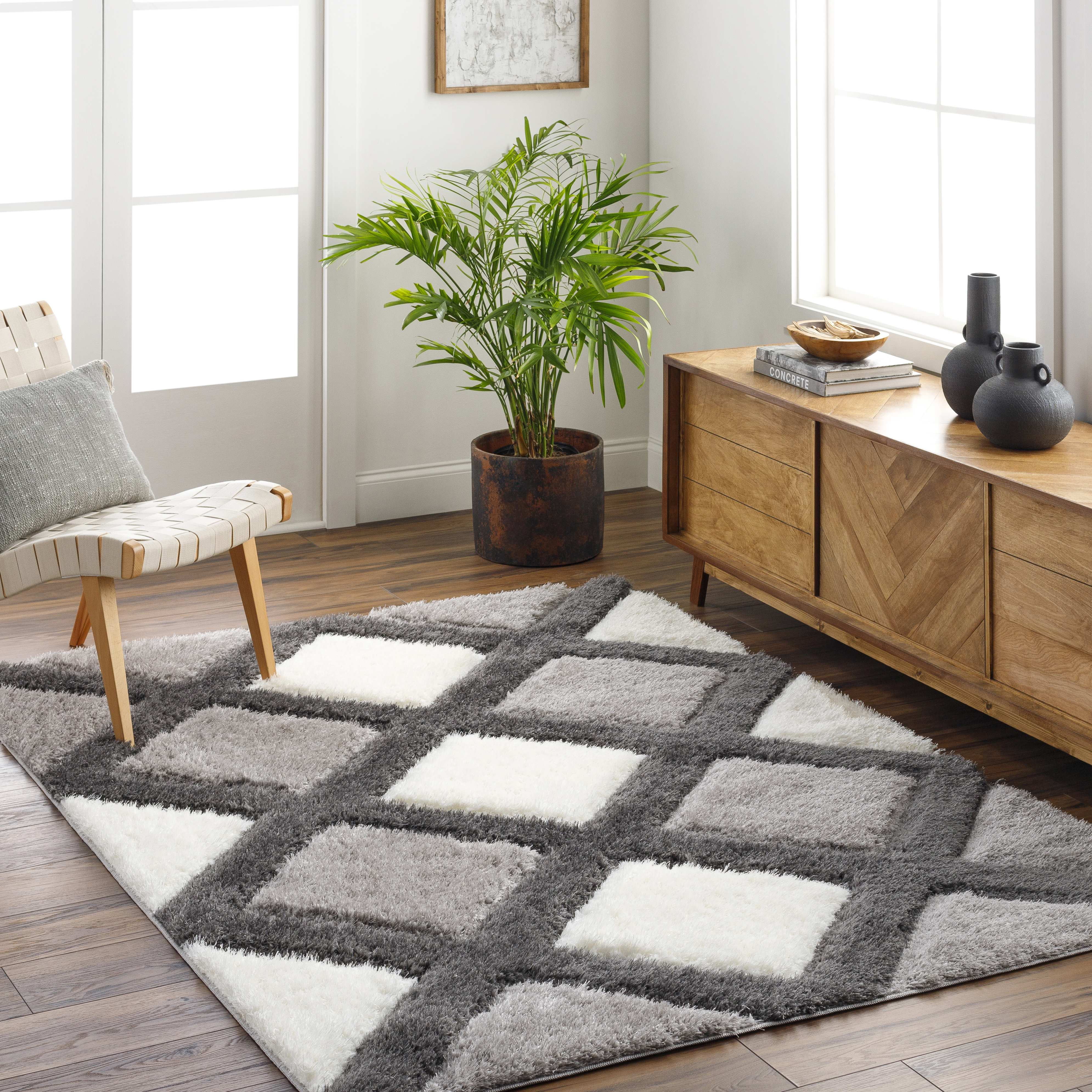 Mark&Day Area Rugs, 5x7 Ruthven Modern Ivory Medium Gray Area Rug (5'3 ...