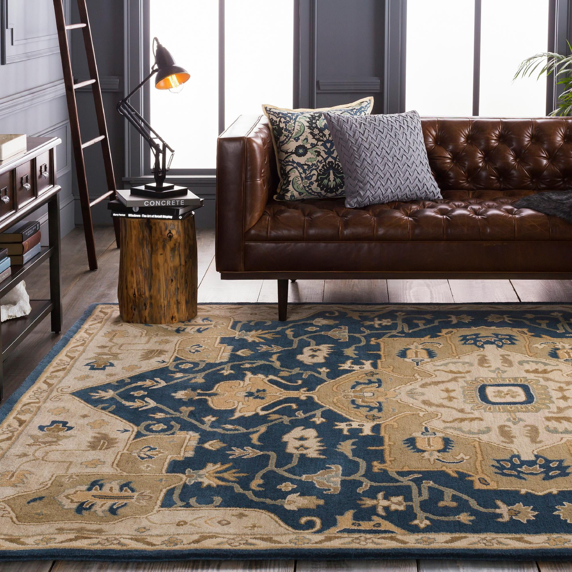 Mark&Day Area Rugs, 5x8 Roblin Traditional Navy Area Rug (5' x 8 ...