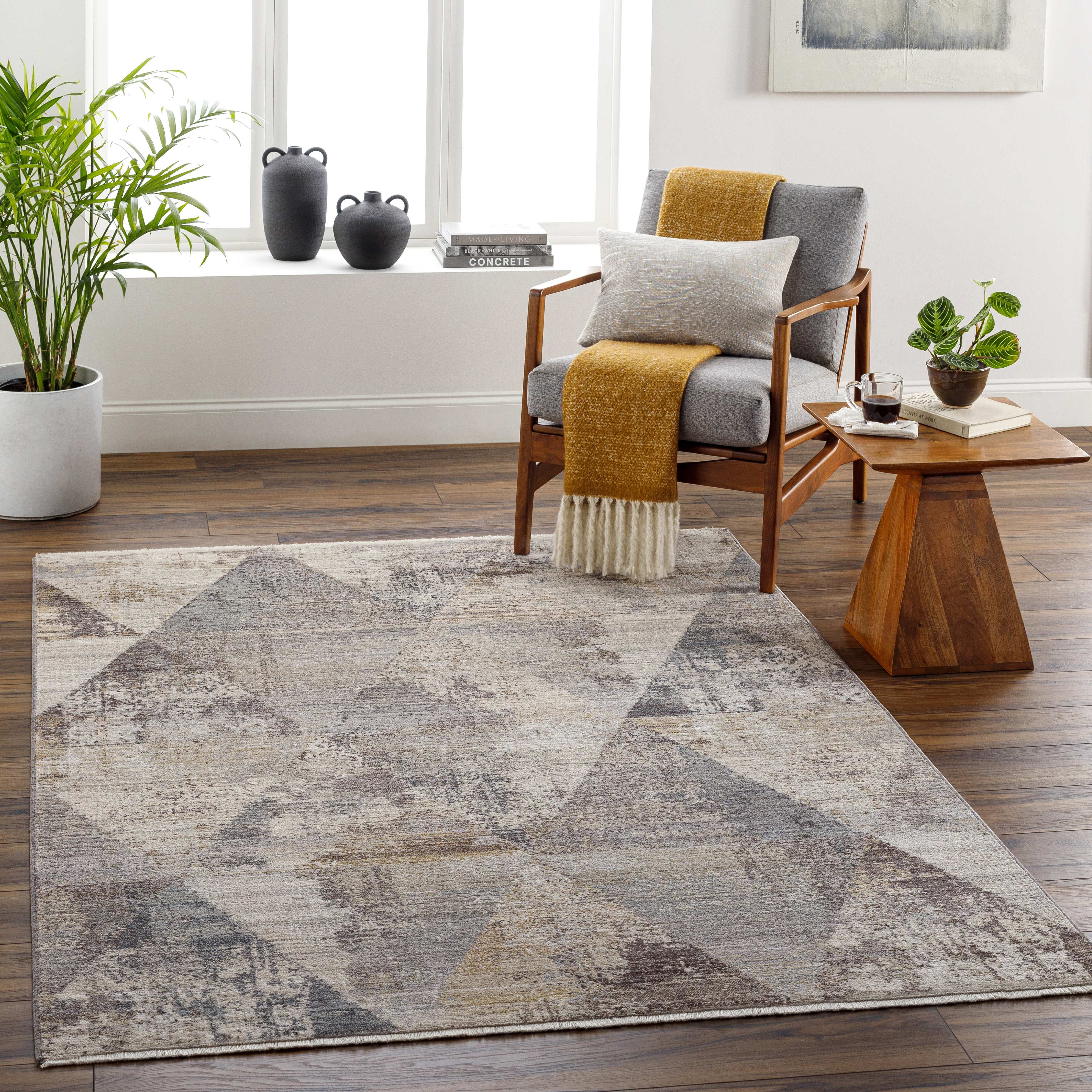Mark&Day Area Rugs, 5x8 Yessica Modern Light Brown Light Gray Area Rug ...