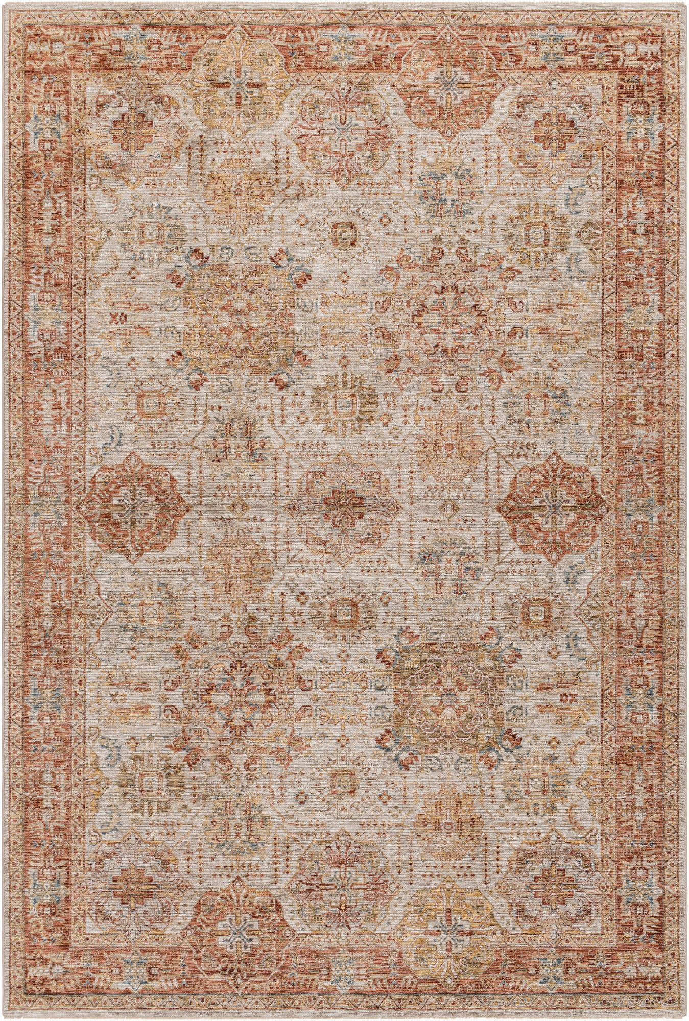 Mark&Day Area Rugs, 6ft Round Belvue Traditional Dark Red Area Rug (6'7 ...