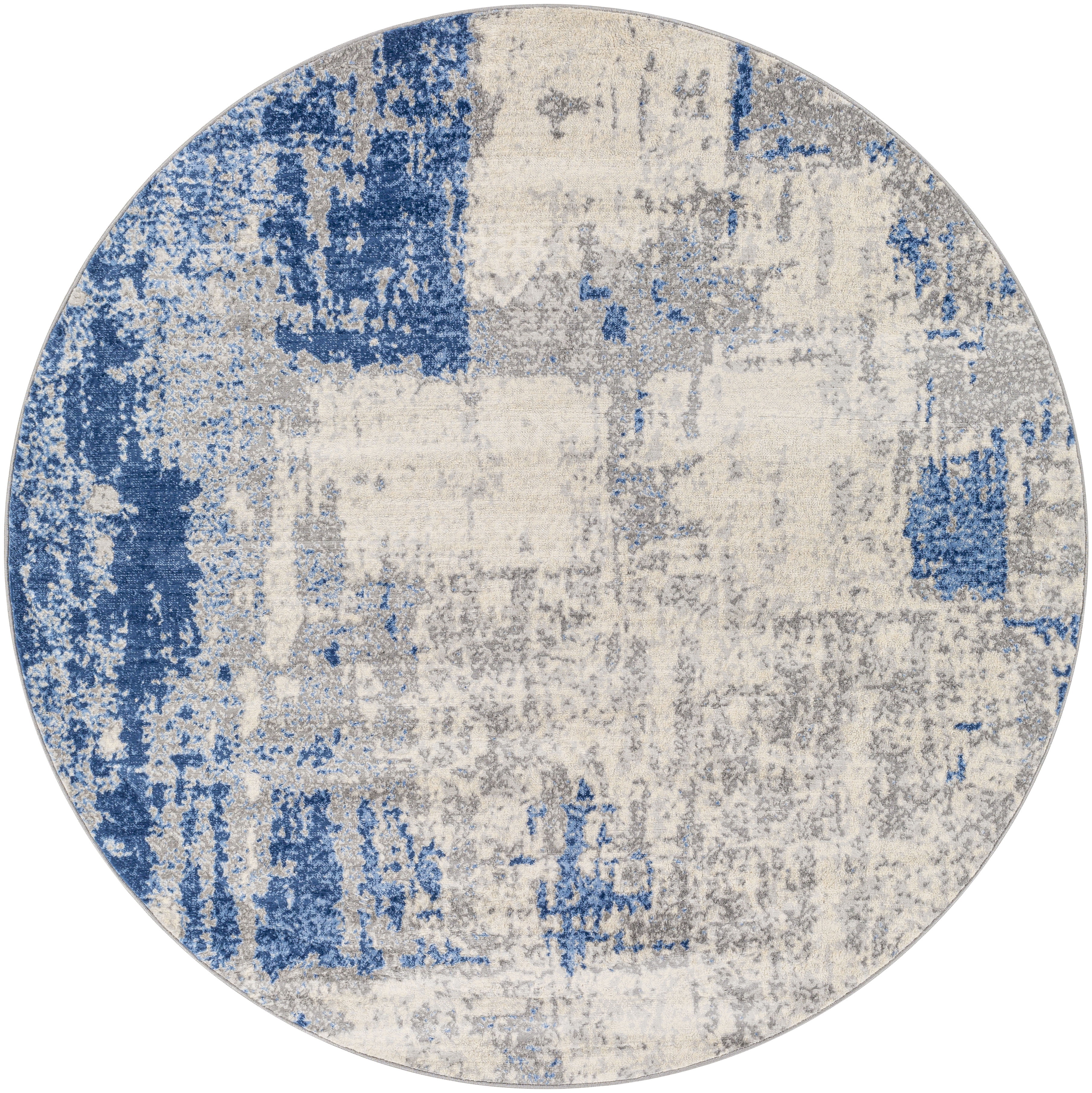 Mark&Day Area Rugs, 7ft Round Triemen Modern Navy Area Rug, Blue White ...
