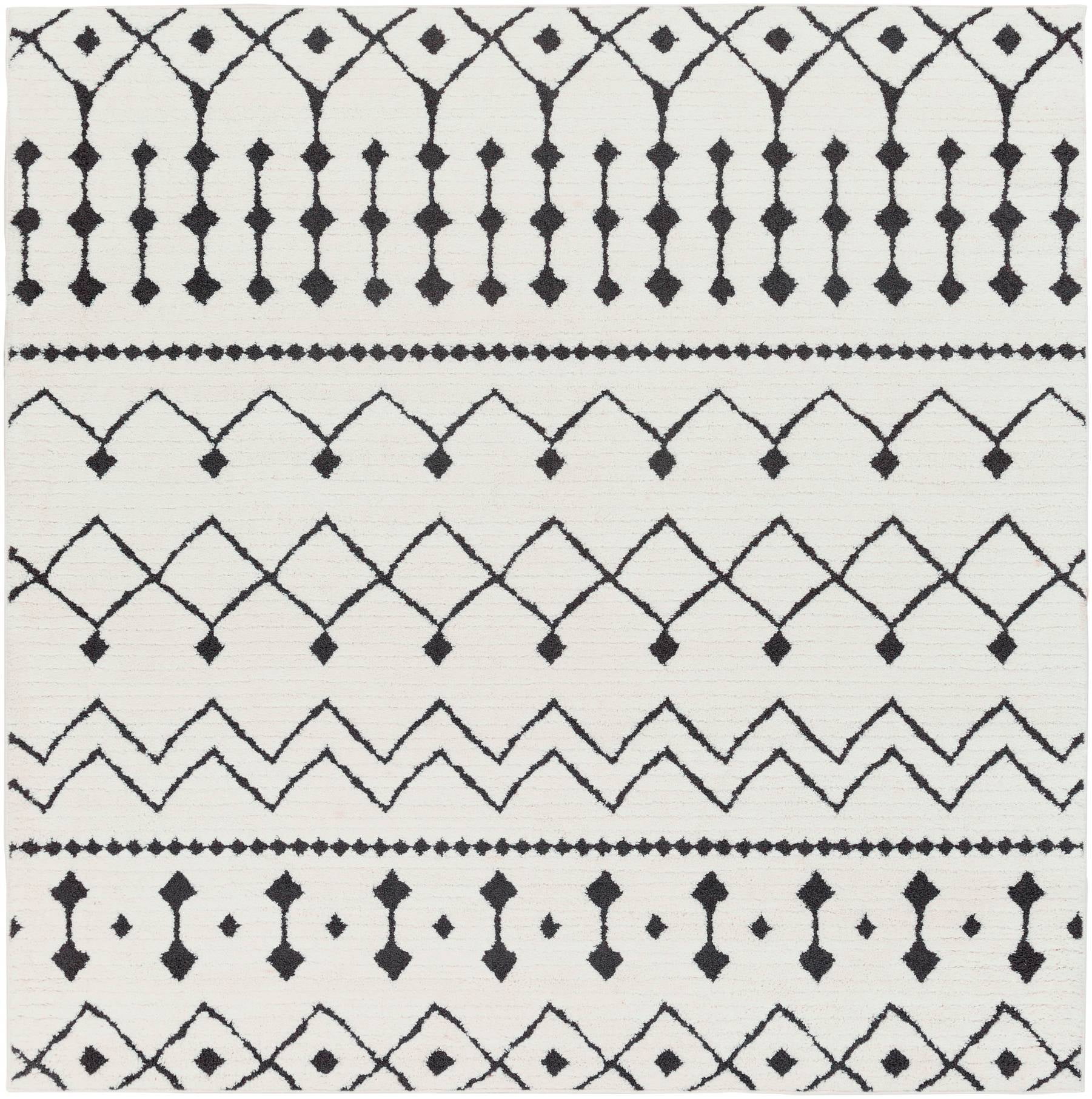 Mark&Day Area Rugs, 6x6 Ava Global Black Charcoal Square Area Rug (6'7 ...