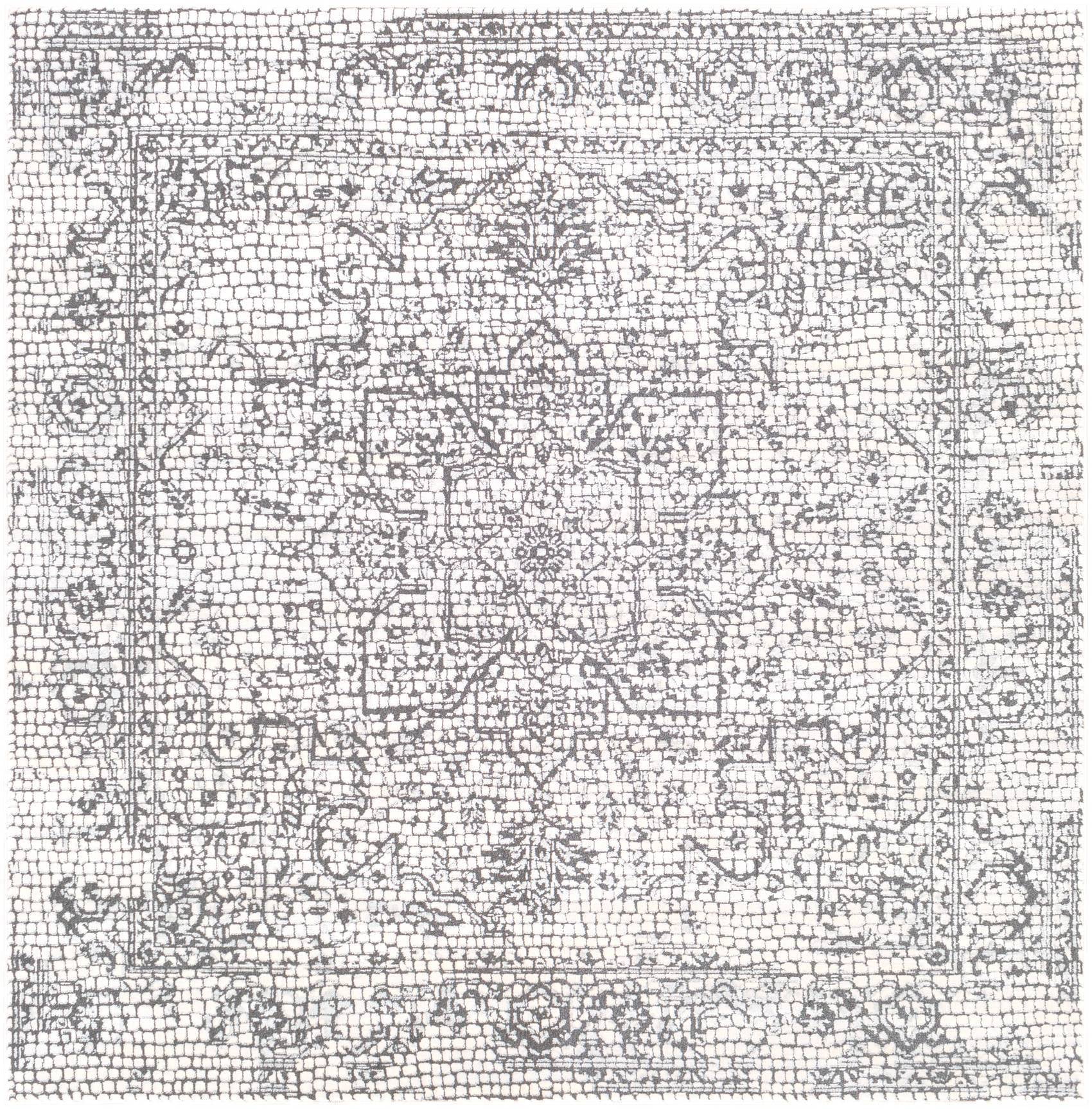 Mark&Day Area Rugs, 6x6 Lachan Traditional White Grey Square Area Rug ...