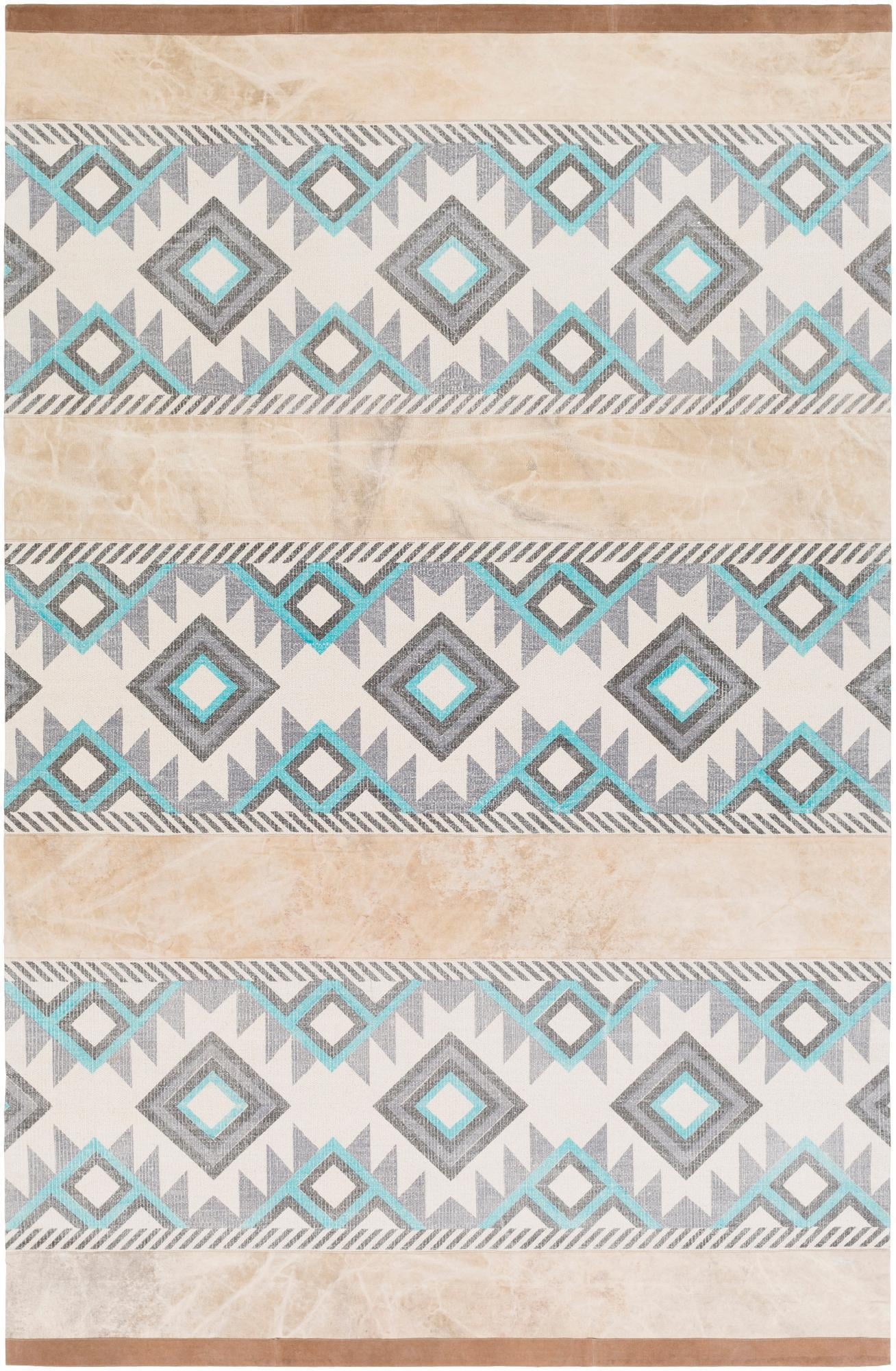 Mark&Day Area Rugs, 6x8 Kingsburg Modern Aqua Area Rug (6'6" x 8'6 ...