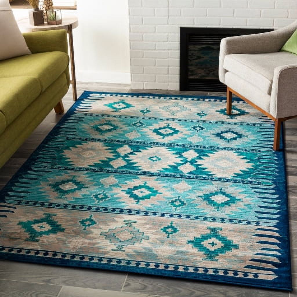 Mark&Day Area Rugs, 6x9 Arizona Rustic Dark Blue Area Rug (6'7" x 9'6 ...