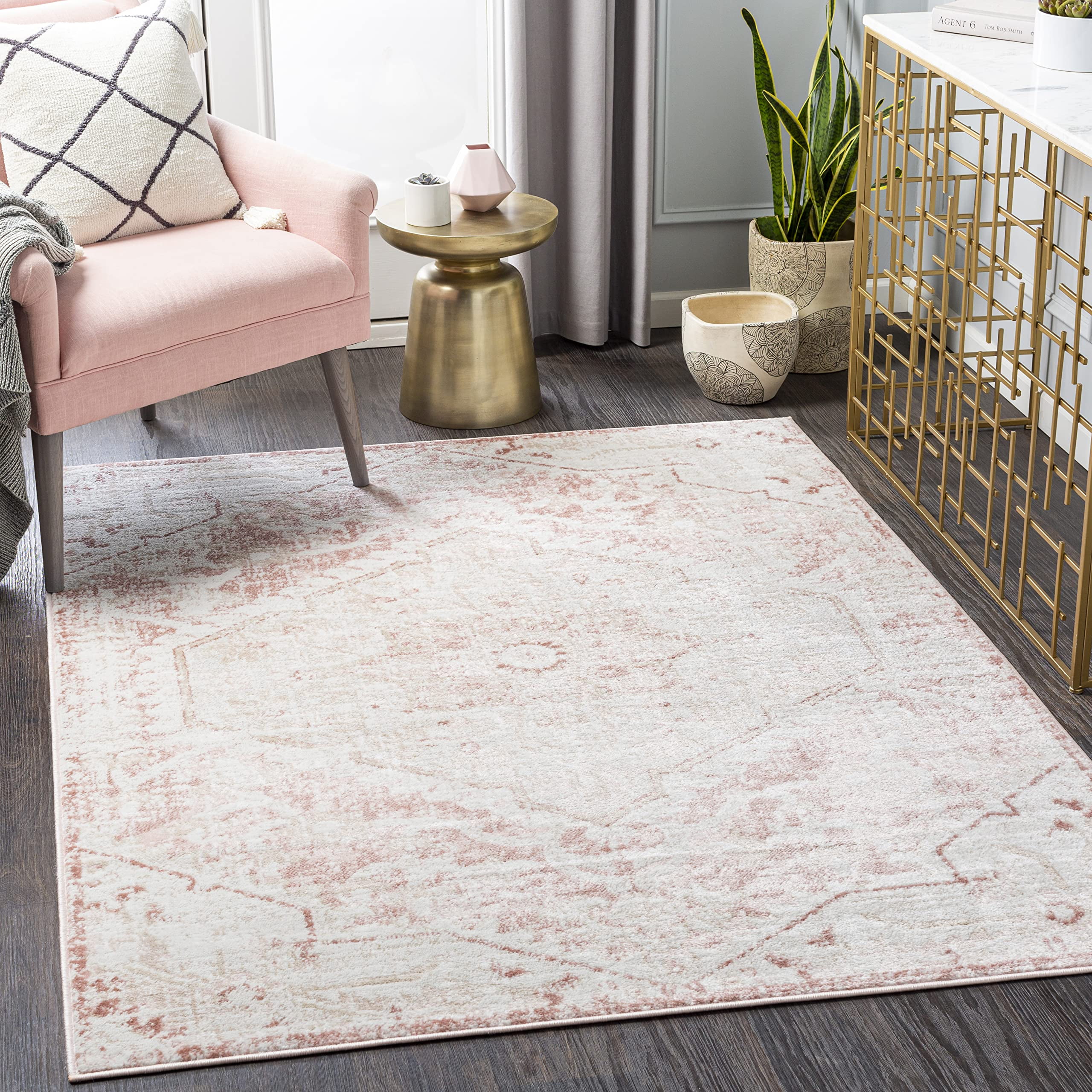 Mark&Day Area Rugs, 6x9 Baflo Traditional Blush Area Rug (6'6" x 9'2 ...