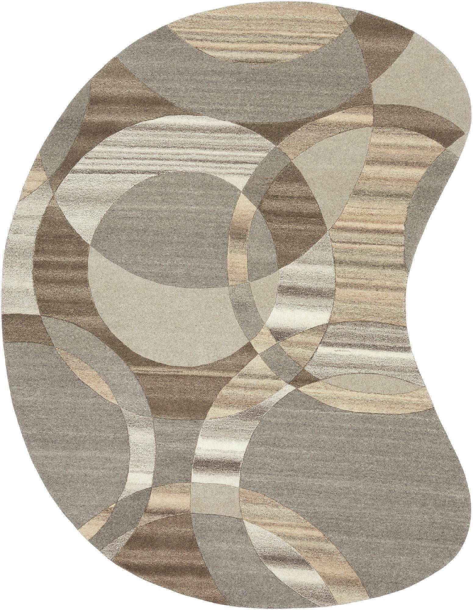 Mark&Day Wool Rugs, 6x9 Besancon Modern Dark Brown Kidney Area Rug ...