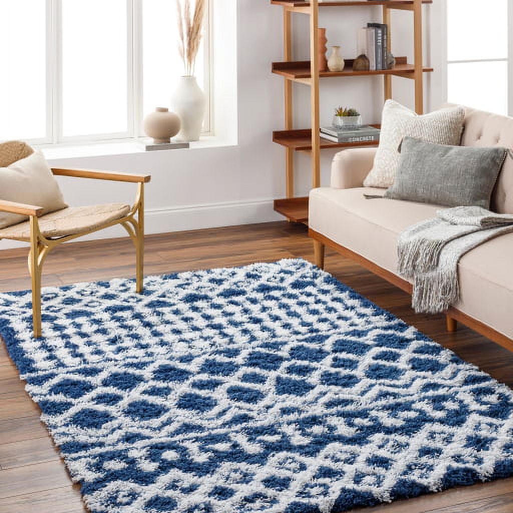Mark&Day Area Rugs, 7x9 Carter Global Shag Dark Blue Area Rug, Navy ...