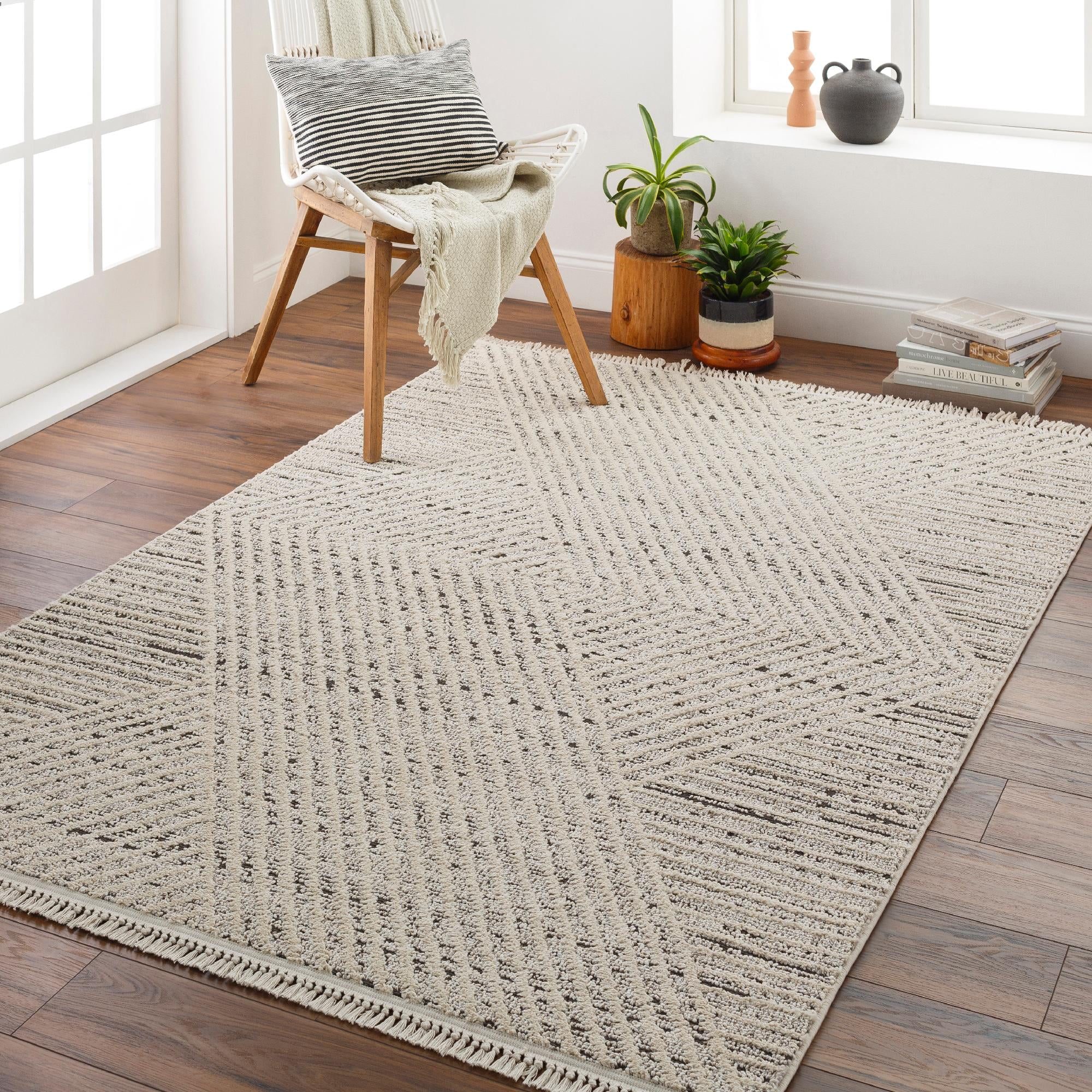 Mark&Day Area Rugs, 7x9 Clearfield Modern Charcoal Area Rug, Grey Ivory ...