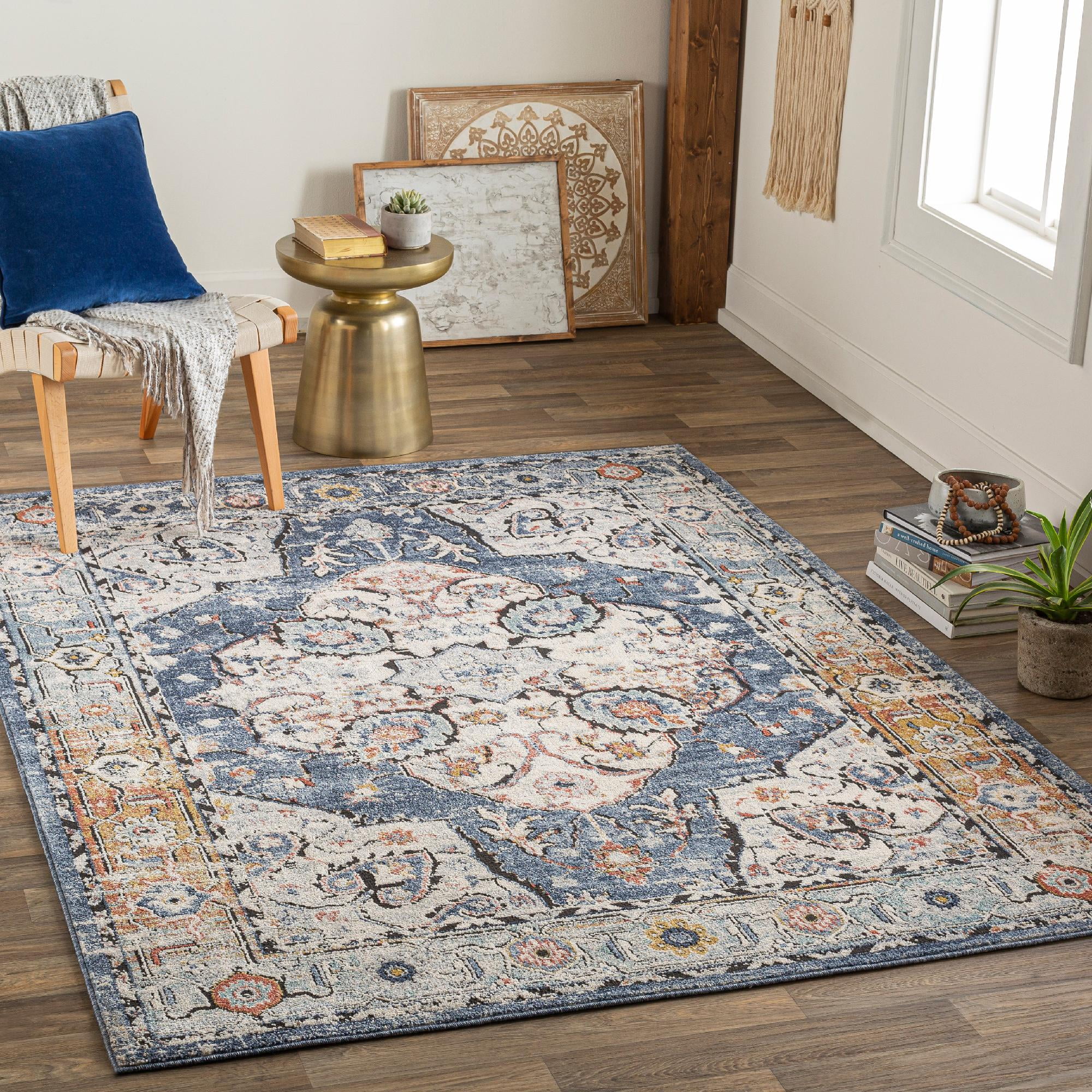 Mark&Day Area Rugs, 6x9 Dhometios Traditional Denim Area Rug (6'7" x 9 ...