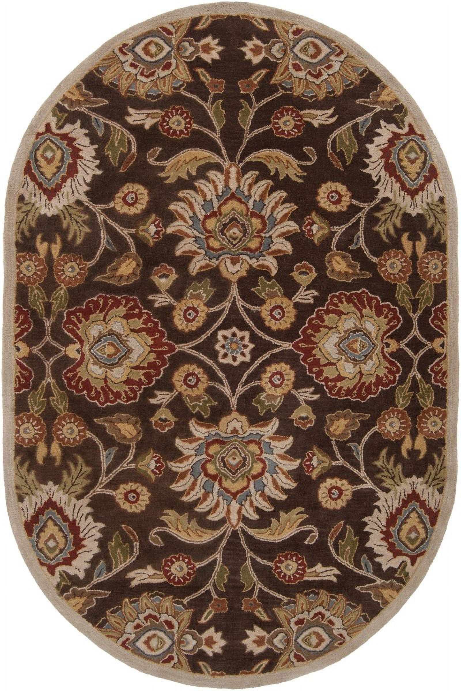 Mark&Day Wool Rugs, 6x9 Eckville Traditional Dark Brown Oval Area Rug ...