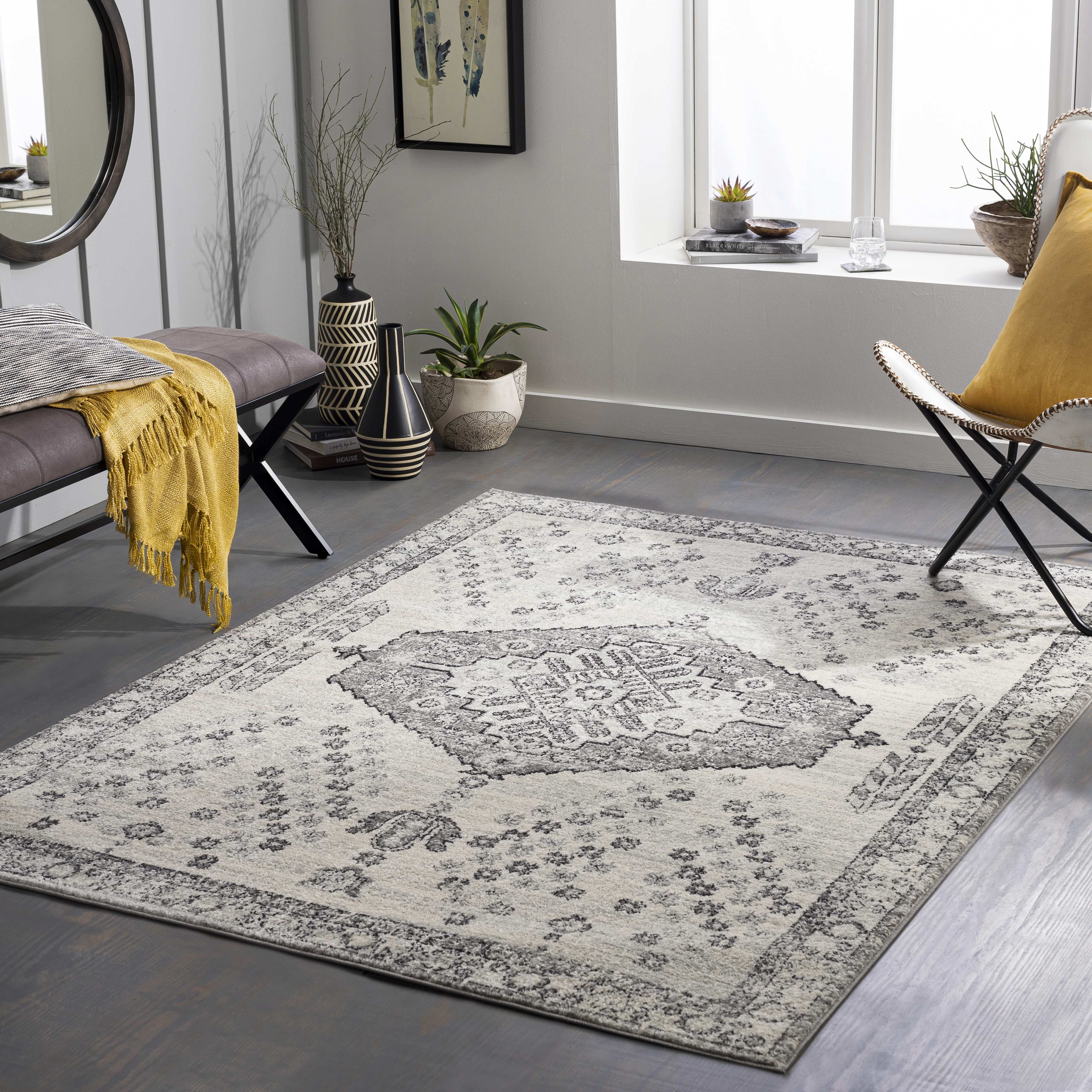 Mark&Day Area Rugs, 6x9 Economy Traditional Gray Area Rug (6'7" x 9 ...