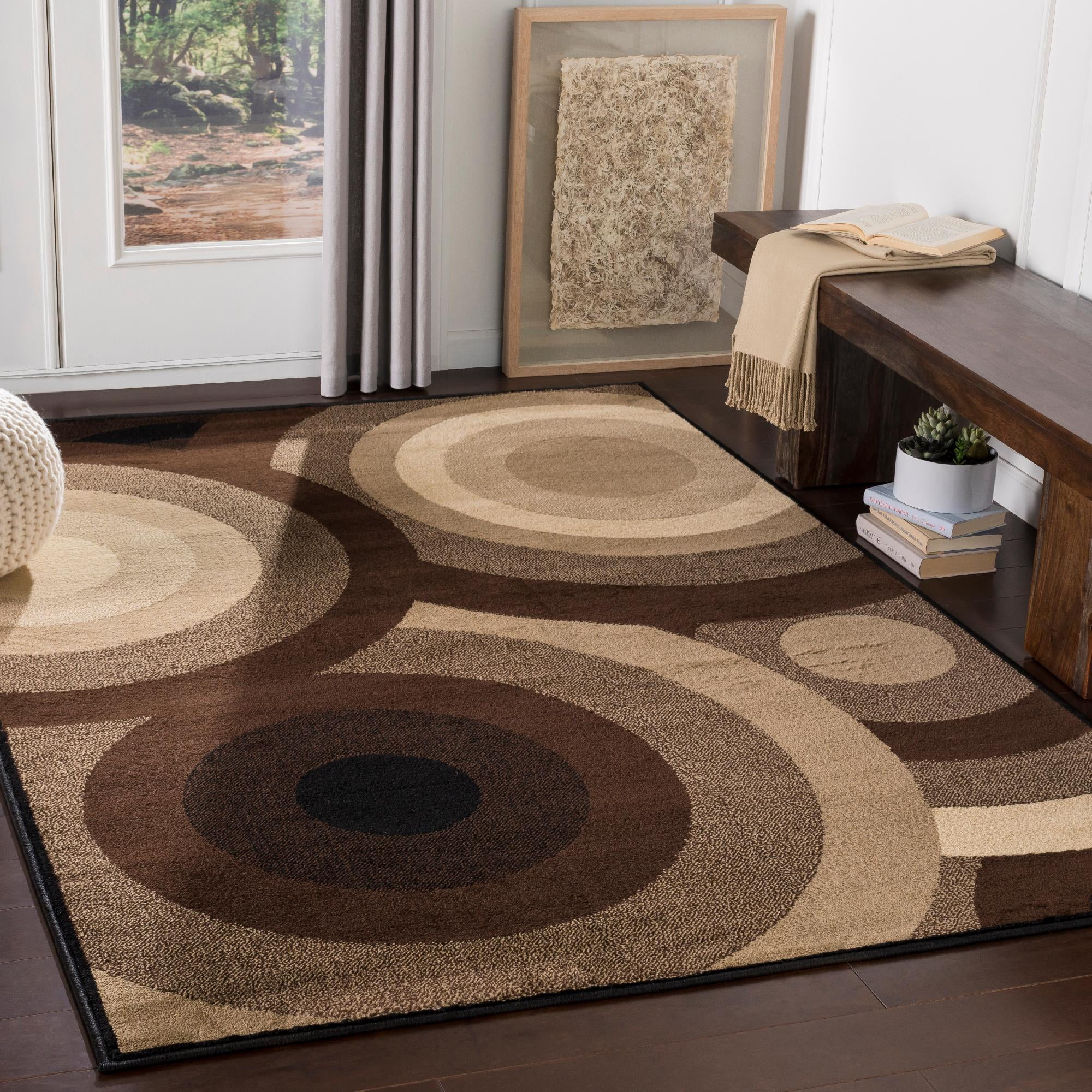 Mark&Day Area Rugs, 6x9 Gibsons Modern Dark Brown Area Rug (6'7" x 9'6 ...