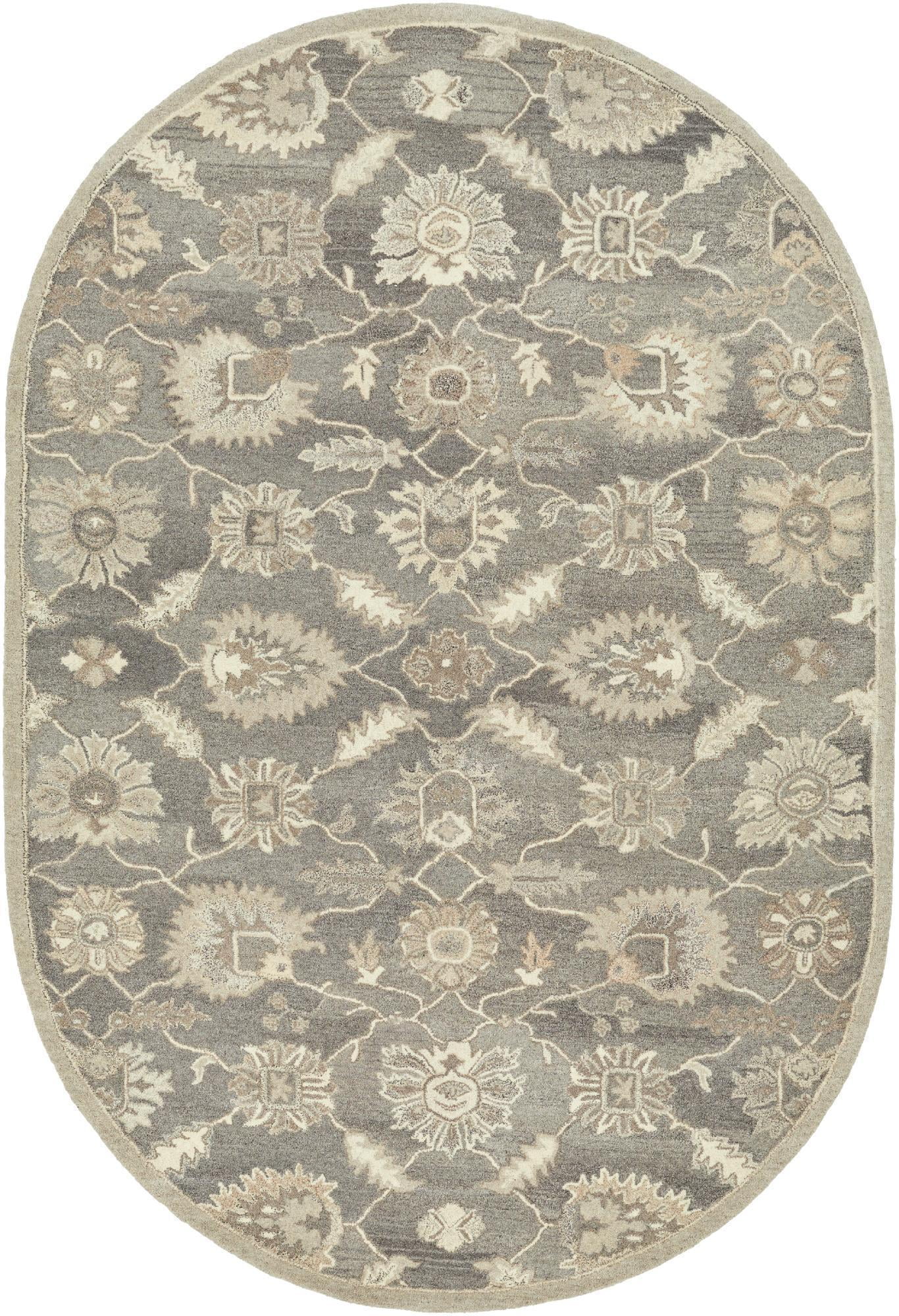 Mark&Day Area Rugs, 6x9 Kinistino Traditional Charcoal Oval Area Rug (6 ...