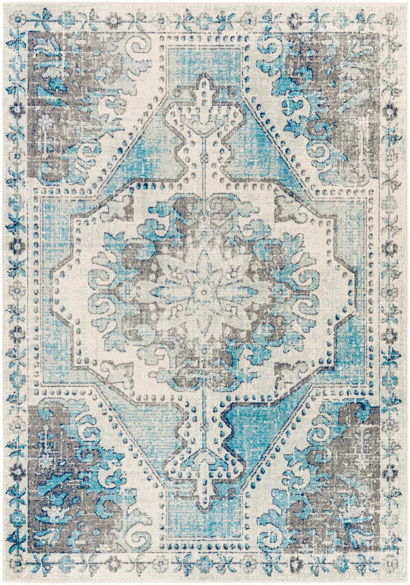 Mark&Day Area Rugs, 6x9 Kuivezand Traditional Teal Area Rug (6'7" x 9 ...