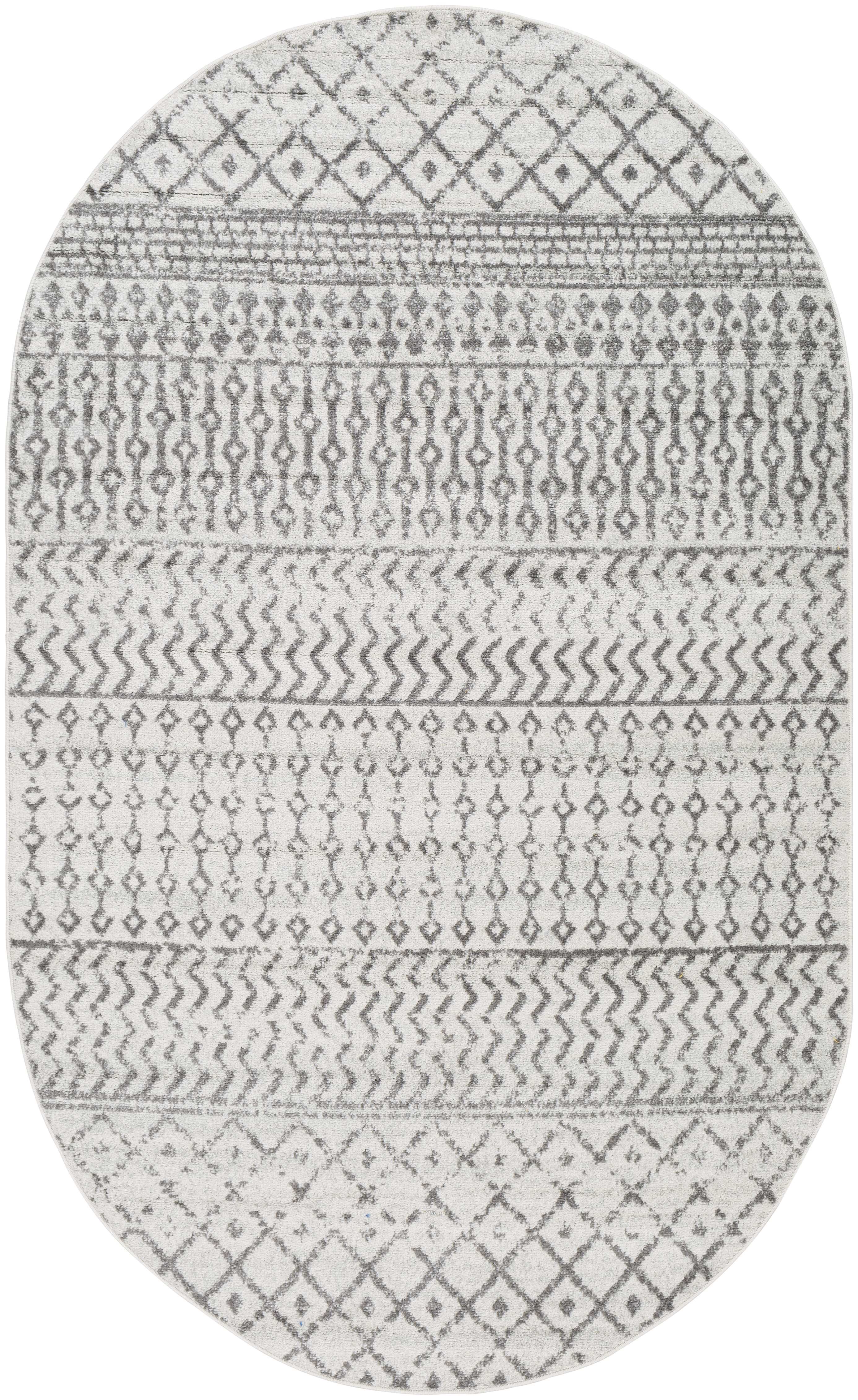 Mark&Day Area Rugs, 6x9 Louise Global Gray Oval Area Rug (6'7" x 9 ...