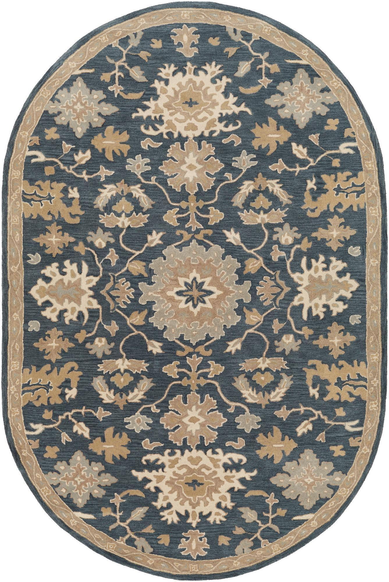 Mark&Day Area Rugs, 6x9 Ness Traditional Navy Oval Area Rug (6' x 9 ...