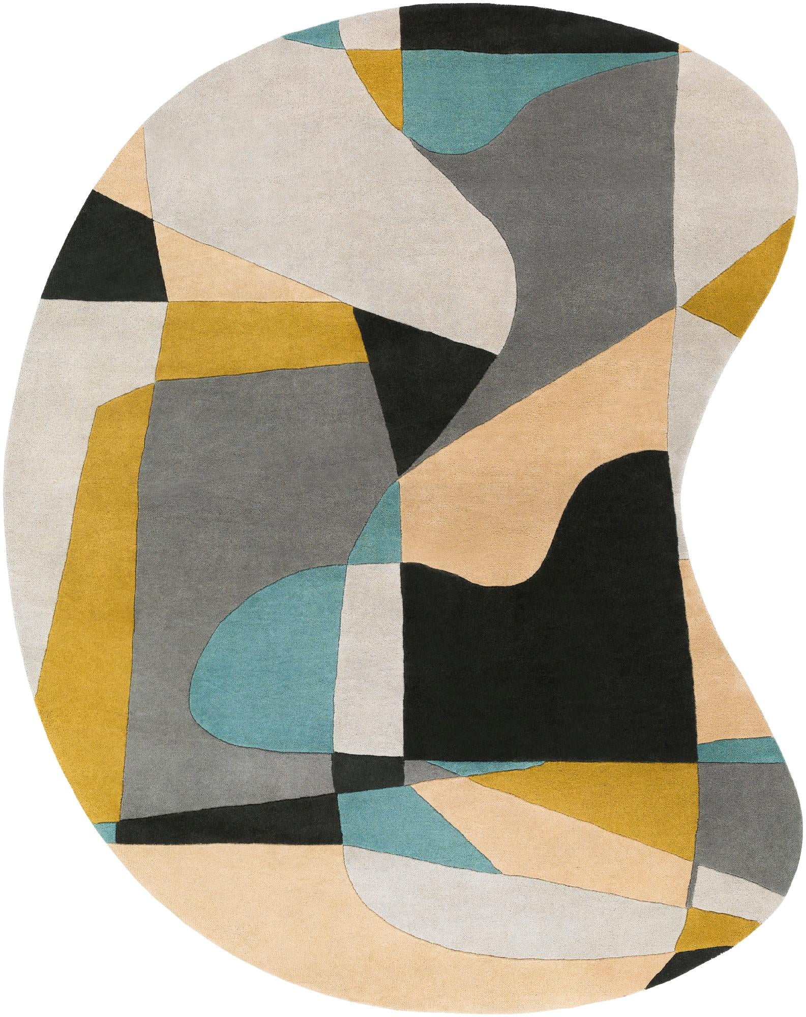Mark&Day Wool Rugs, 6x9 Orleans Modern Medium Gray Kidney Area Rug ...