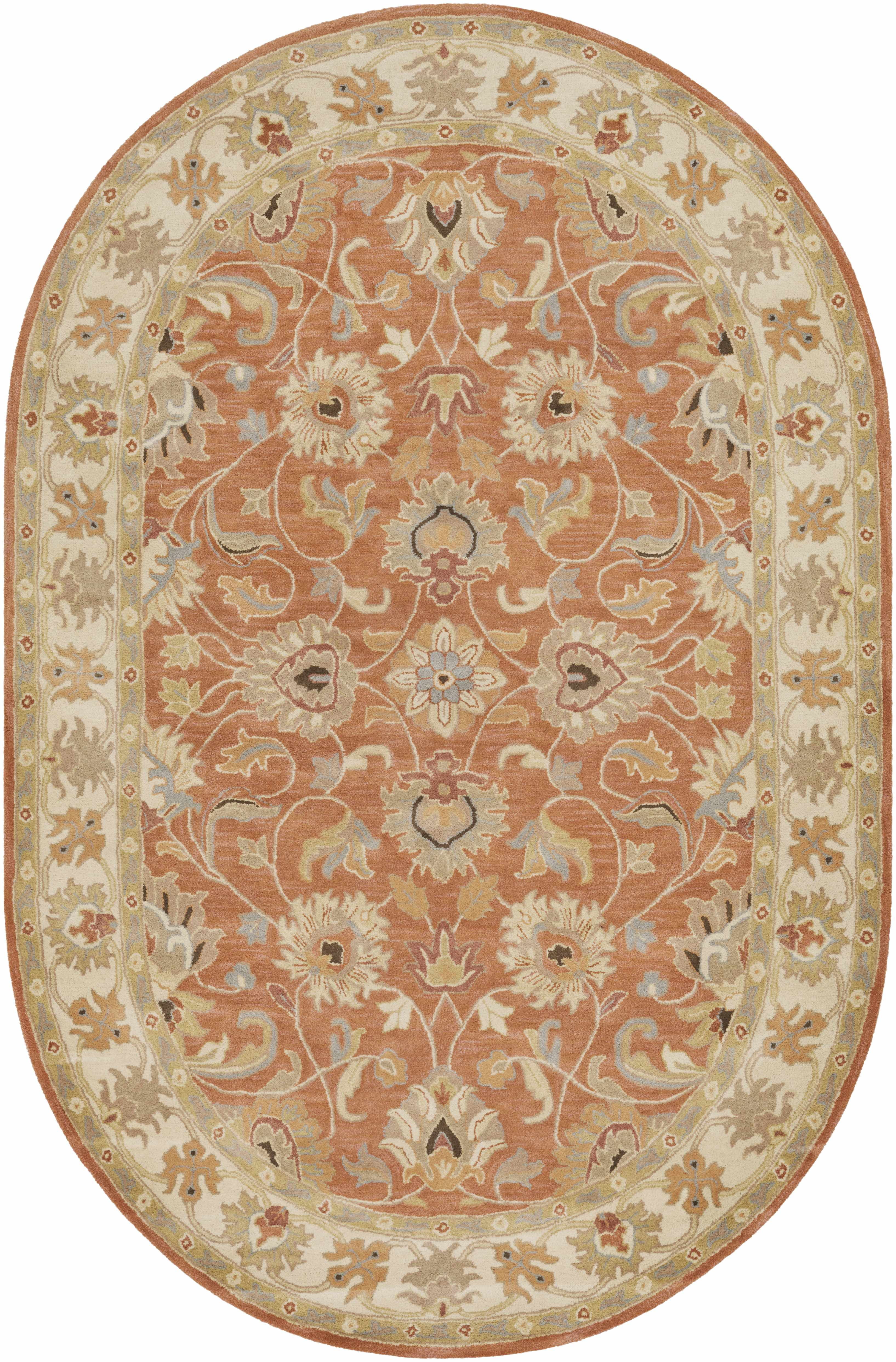 Mark&Day Wool Rugs, 6x9 Paris Traditional Burnt Orange Oval Area Rug ...