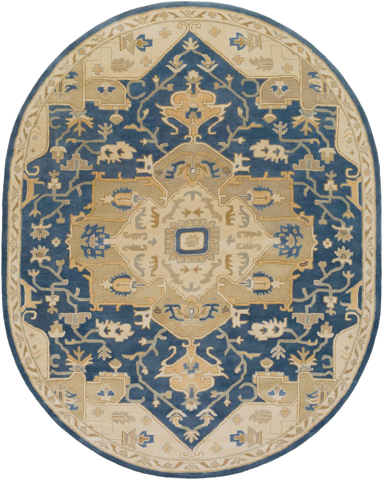 Mark&Day Area Rugs, 6x9 Roblin Traditional Navy Oval Area Rug (6' x 9 ...