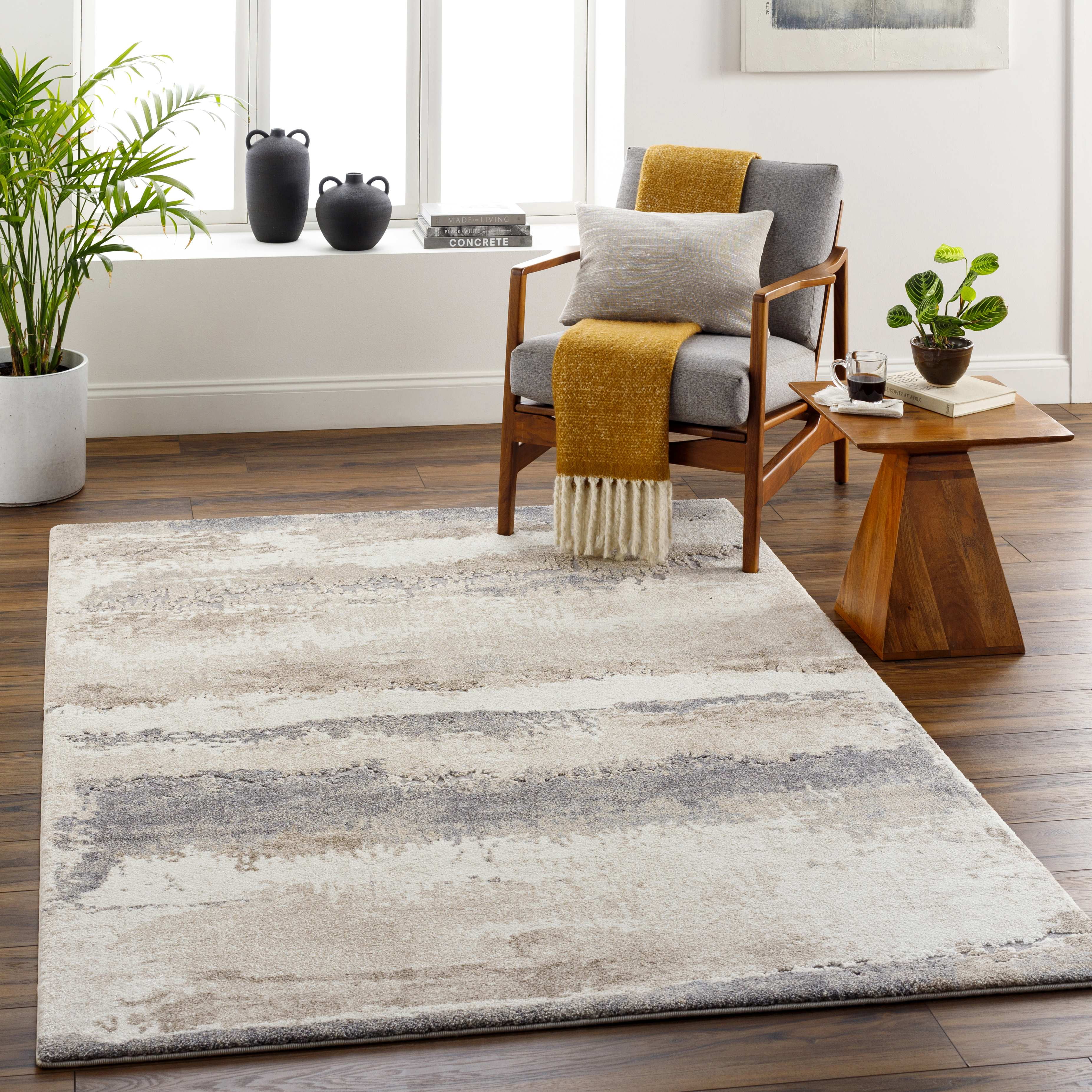 Mark&Day Area Rugs, 6x9 Sadiq Modern Dark Brown Charcoal Area Rug (6'7 ...