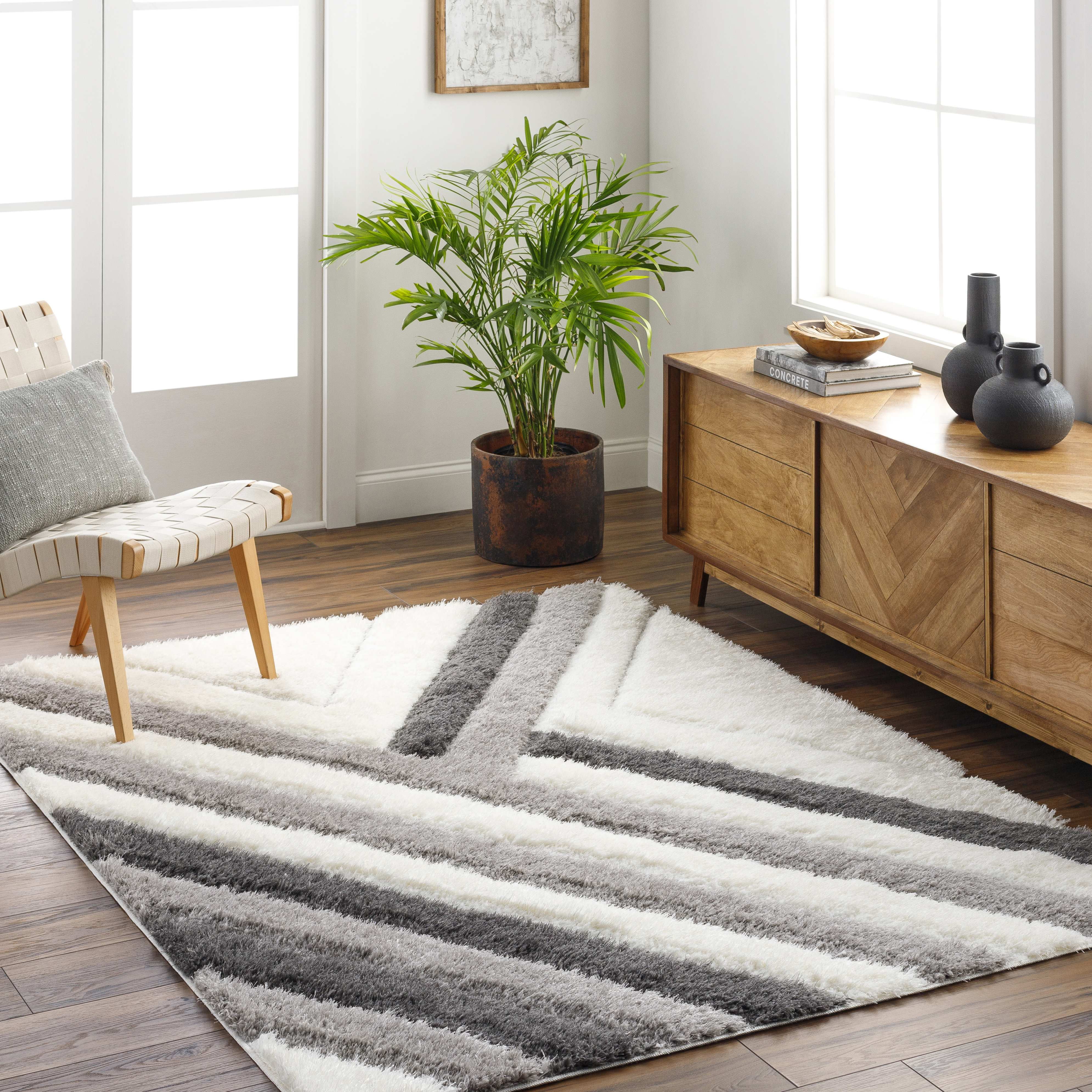 Mark&Day Area Rugs, 6x9 Savonburg Modern Ivory Light Gray Area Rug (6'7 ...