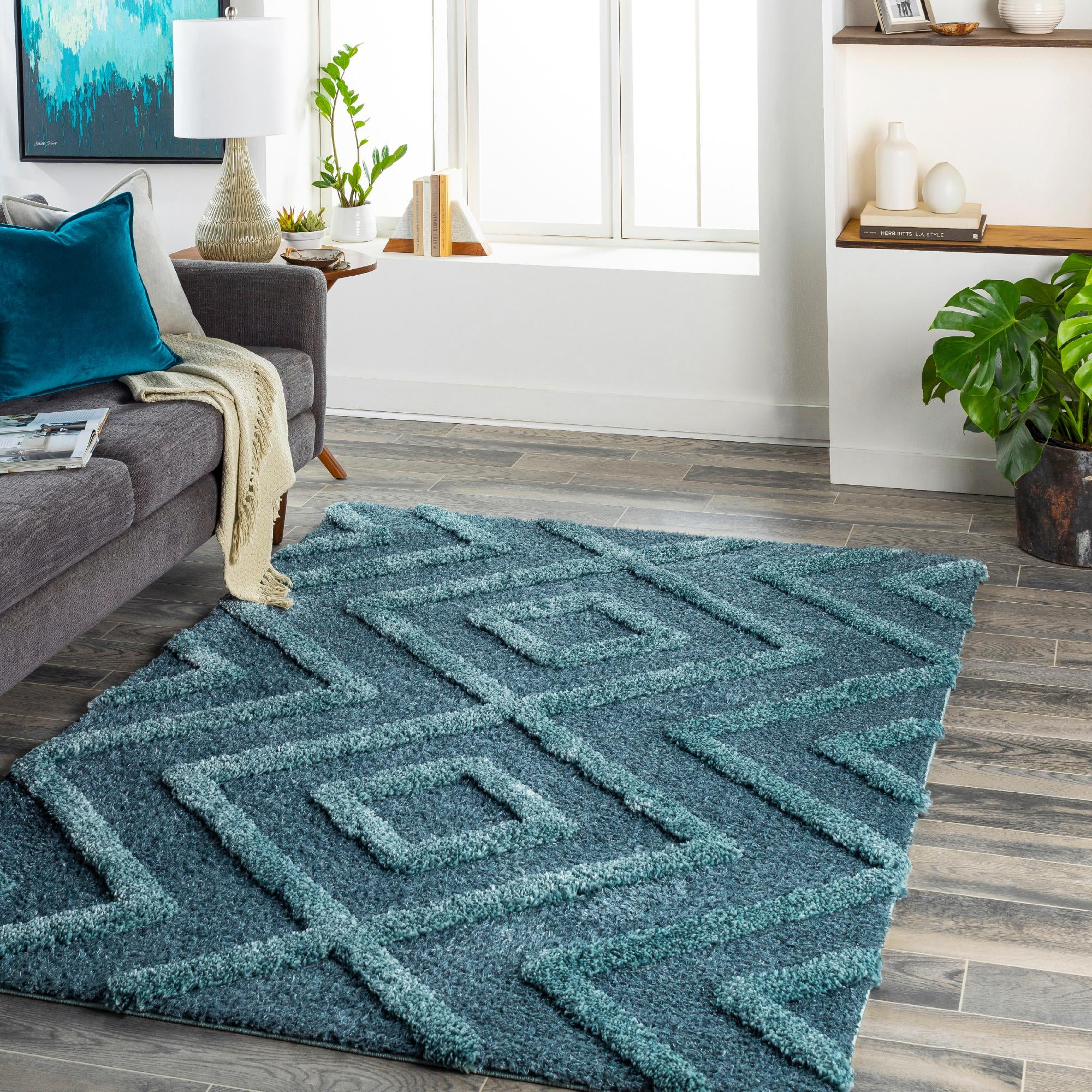 Mark&Day Area Rugs, 6x9 Theodoros Global Dark Teal Area Rug (6'7" x 9 ...