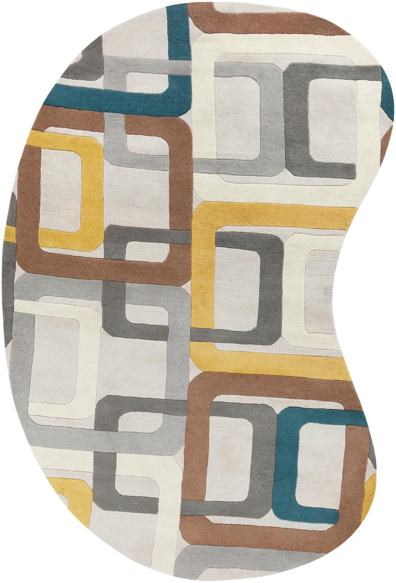 Mark&Day Wool Rugs, 6x9 Tofield Modern Dark Green Kidney Area Rug ...
