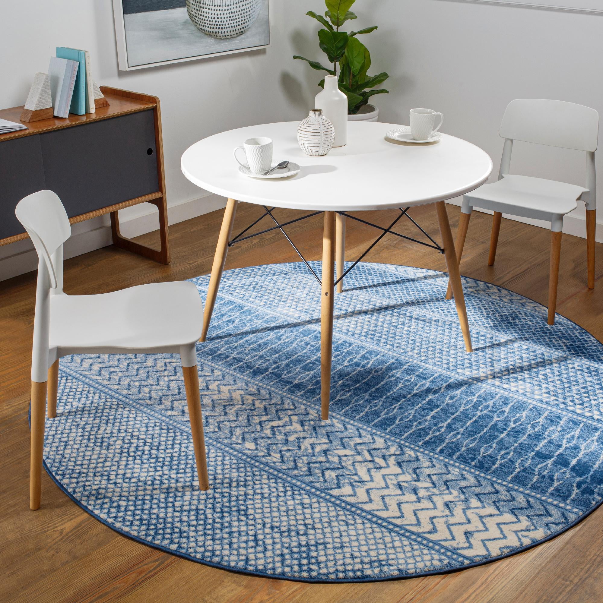 Mark&Day Area Rugs, 7x7 Angelica Global Bright Blue Square Area Rug (6 ...
