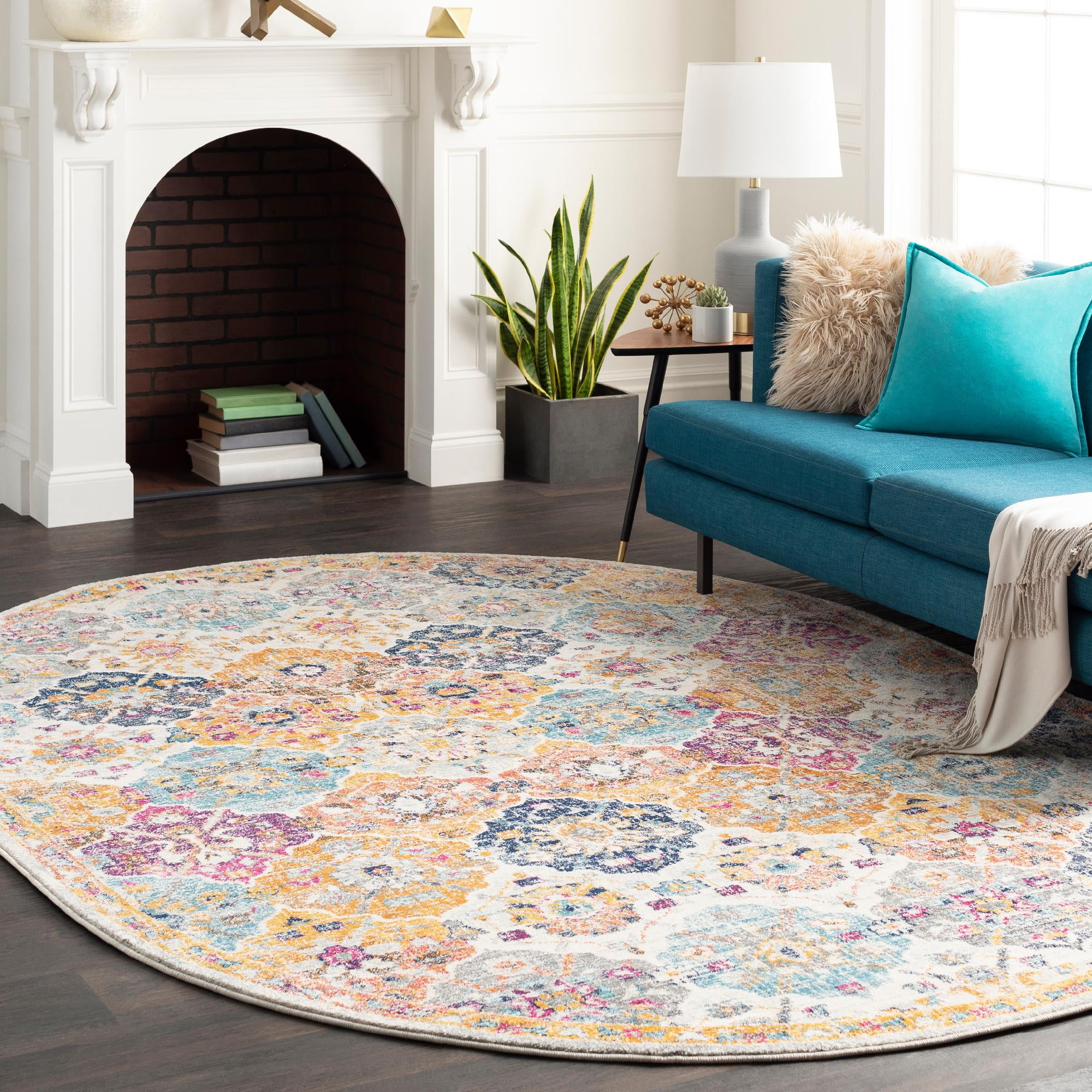 Mark&Day Area Rugs, 7x9 Emilly Traditional Saffron Burnt Orange Oval ...