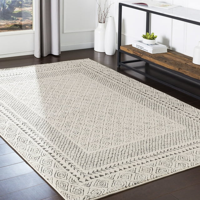 Mark&Day Area Rugs, 7x9 Julian Global Charcoal Light Beige Area Rug (6 ...