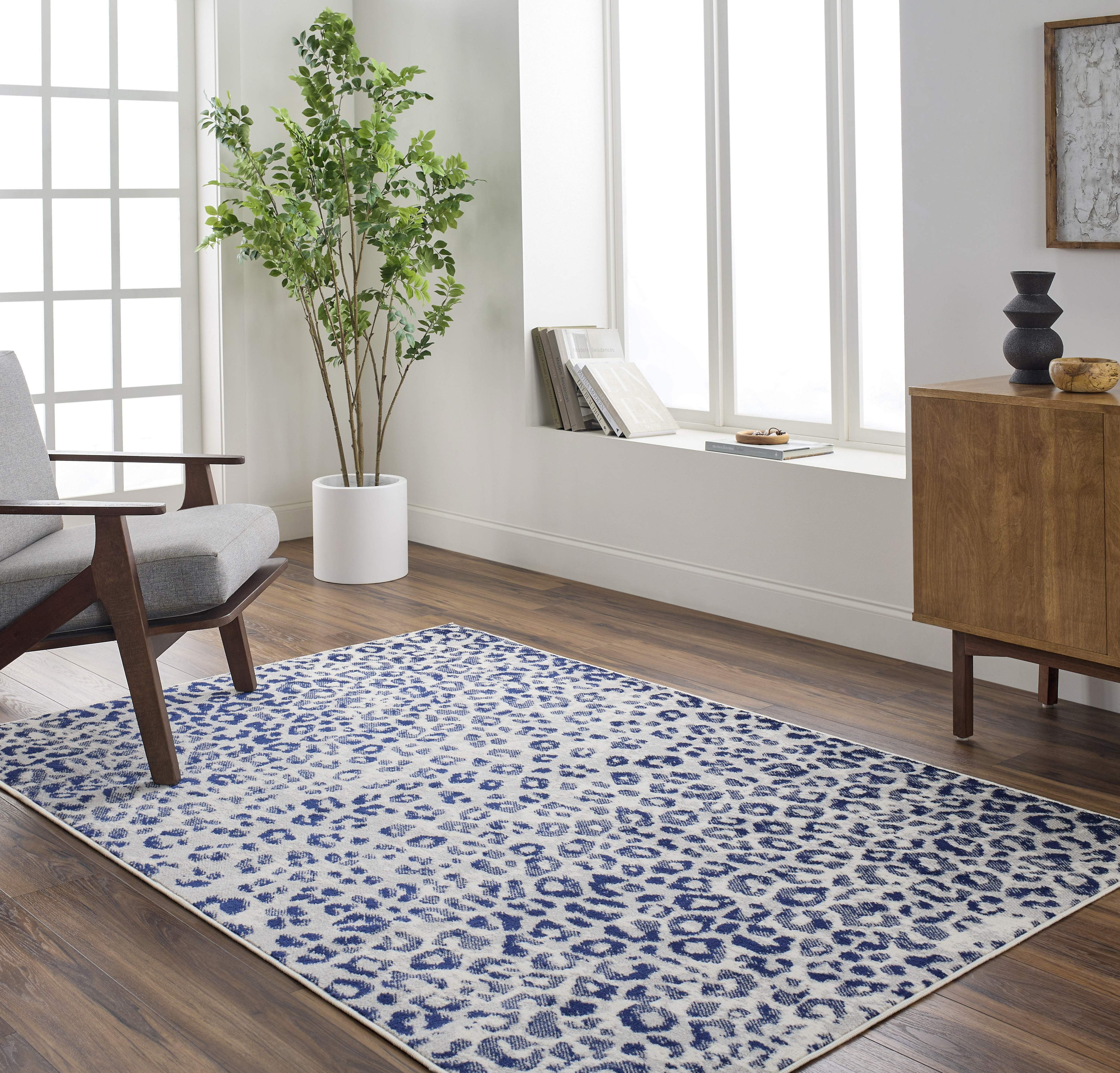 Mark&Day Area Rugs, 7x9 Pol Modern Dark Blue Area Rug (6'7" x 9 ...