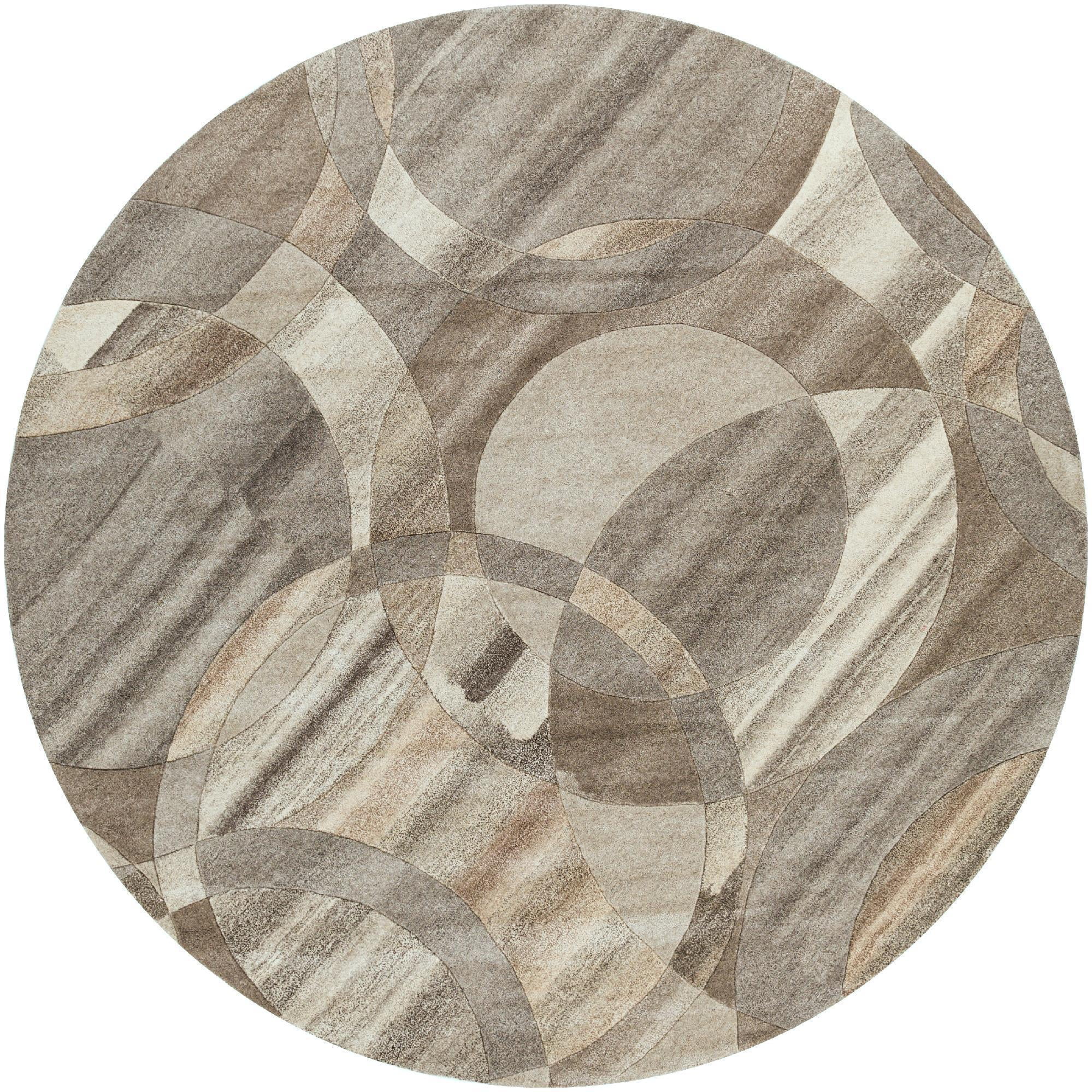Mark&Day Area Rugs, 8ft Round Besancon Modern Dark Brown Area Rug (8 ...