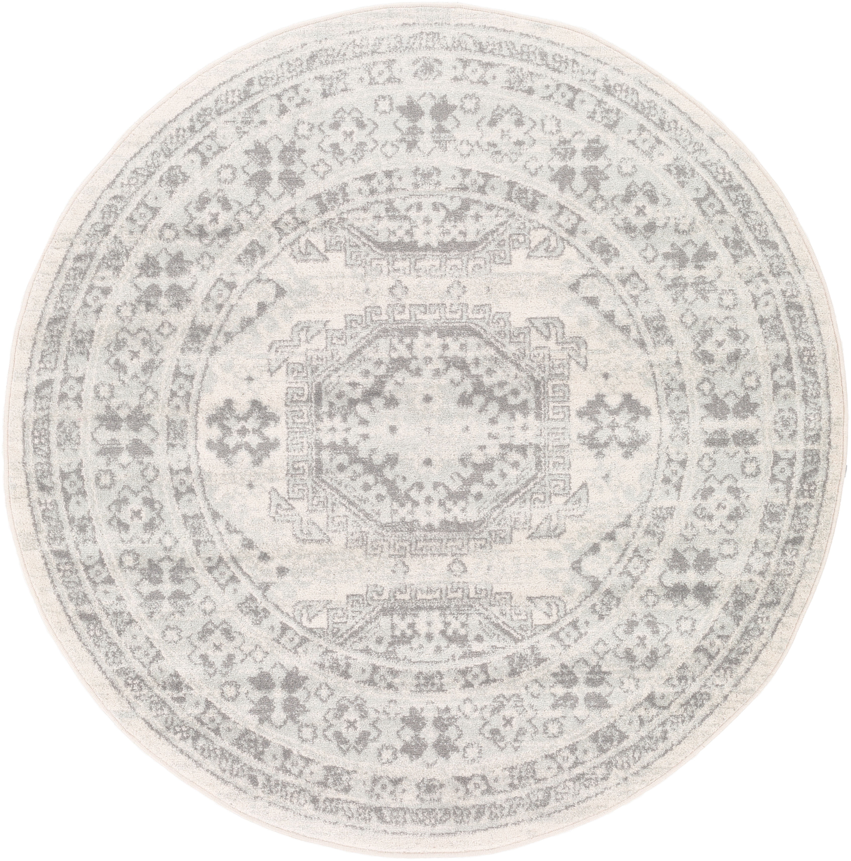 Mark&Day Area Rugs, 8ft Round Bron Global Gray Medium Gray Khaki Area ...