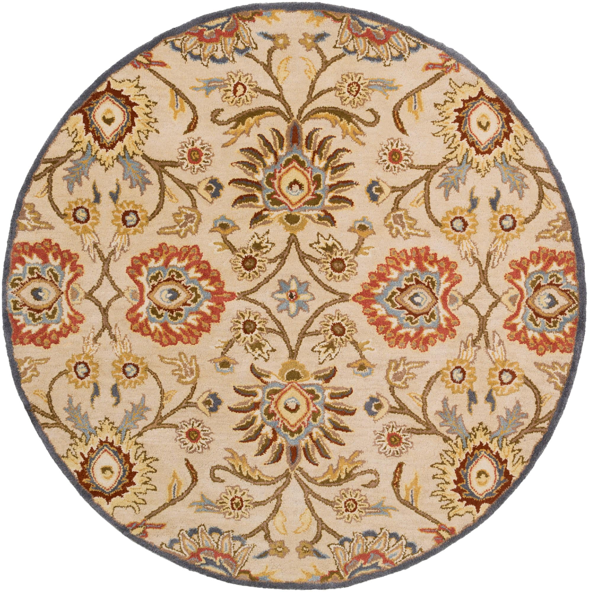 Mark&Day Wool Rugs, 8ft Round Eckville Traditional Ivory Area Rug ...