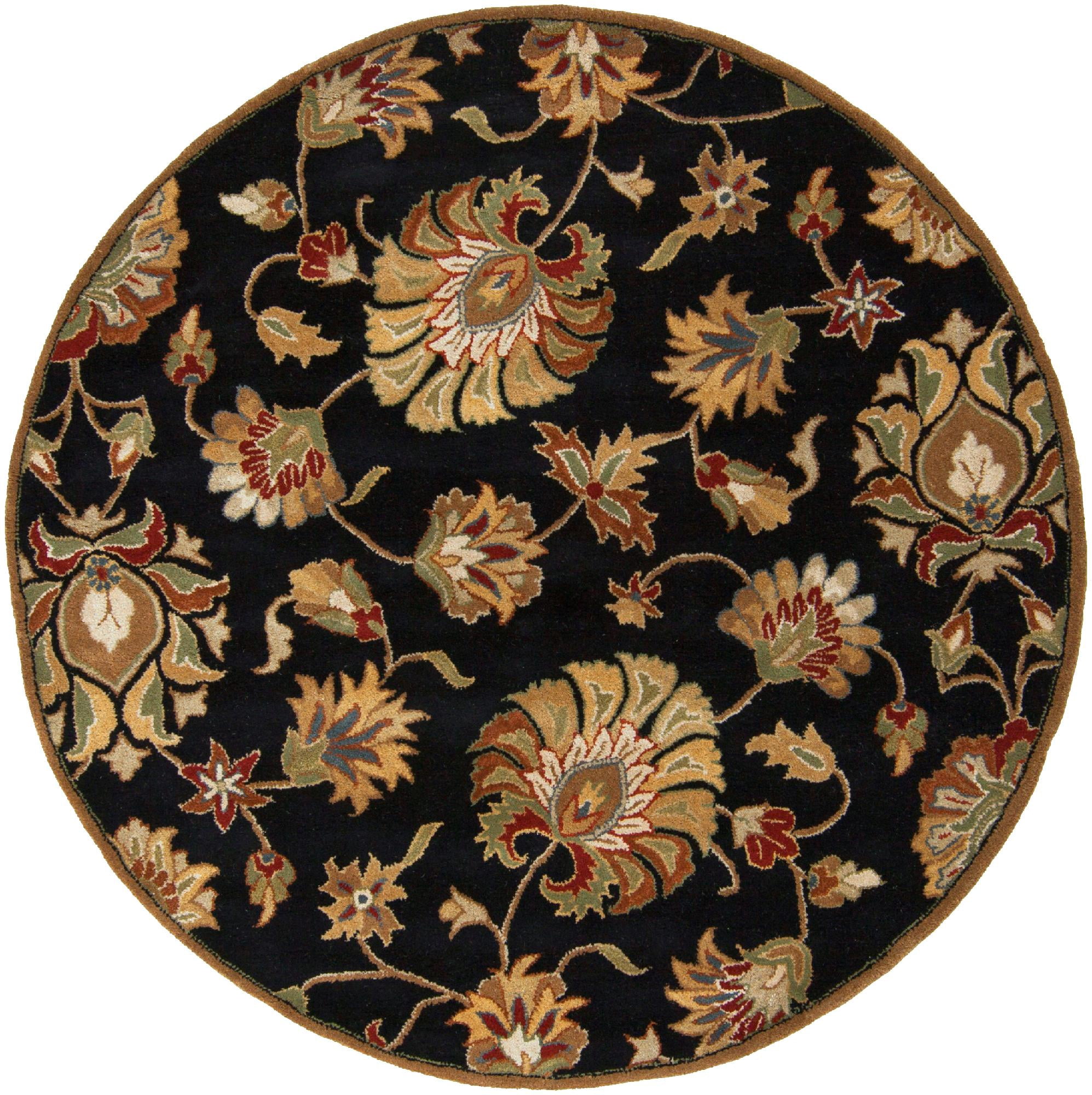 Mark&Day Wool Rugs, 8ft Round Grimshaw Traditional Black Area Rug ...
