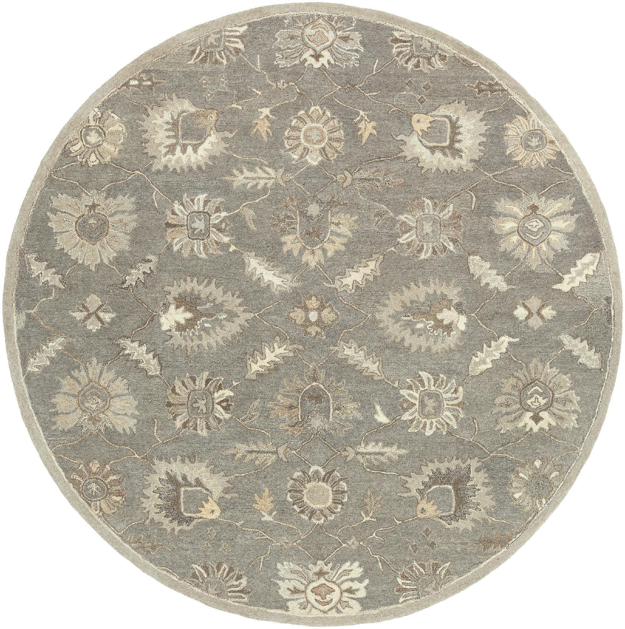 Mark&Day Area Rugs, 8ft Round Kinistino Traditional Charcoal Area Rug ...