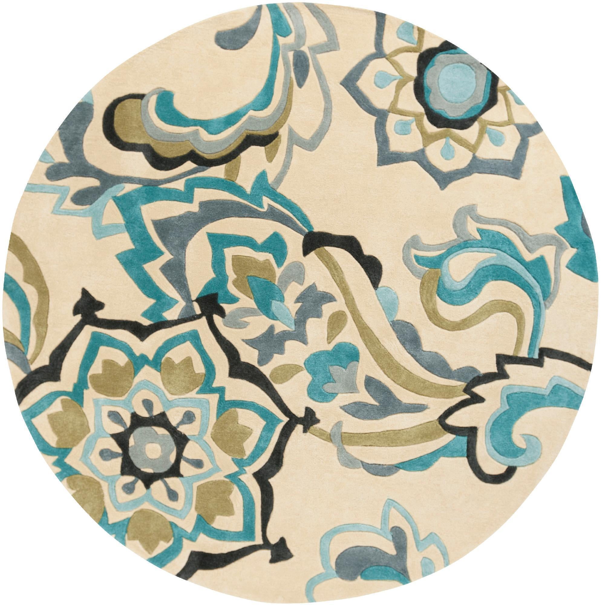 Mark&Day Area Rugs, 8ft Round Lynn Lake Modern Teal Area Rug (8' Round ...