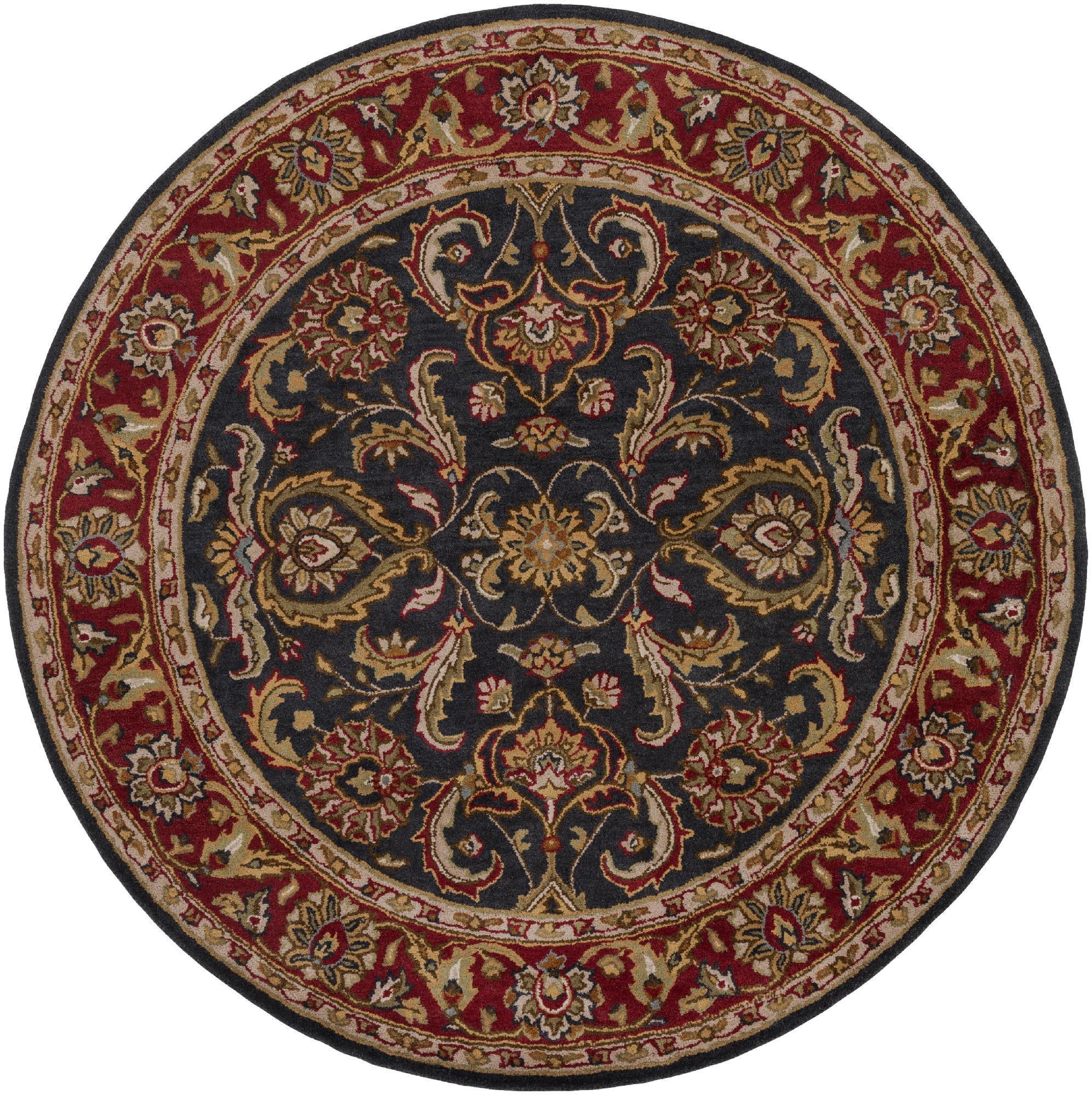 Mark&Day Area Rugs, 8ft Round Palaiseau Traditional Dark Red Area Rug ...