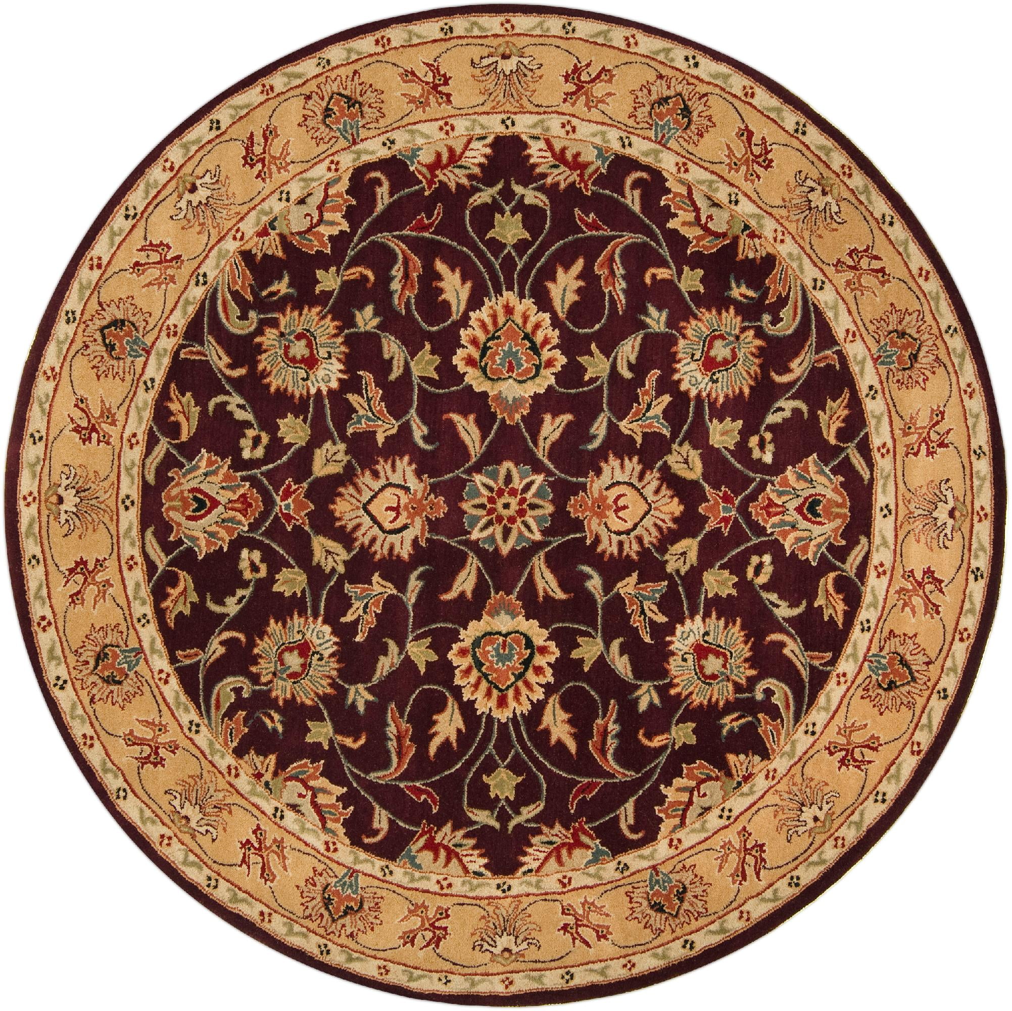 Mark&Day Wool Rugs, 8ft Round Paris Traditional Burgundy Area Rug, Red ...