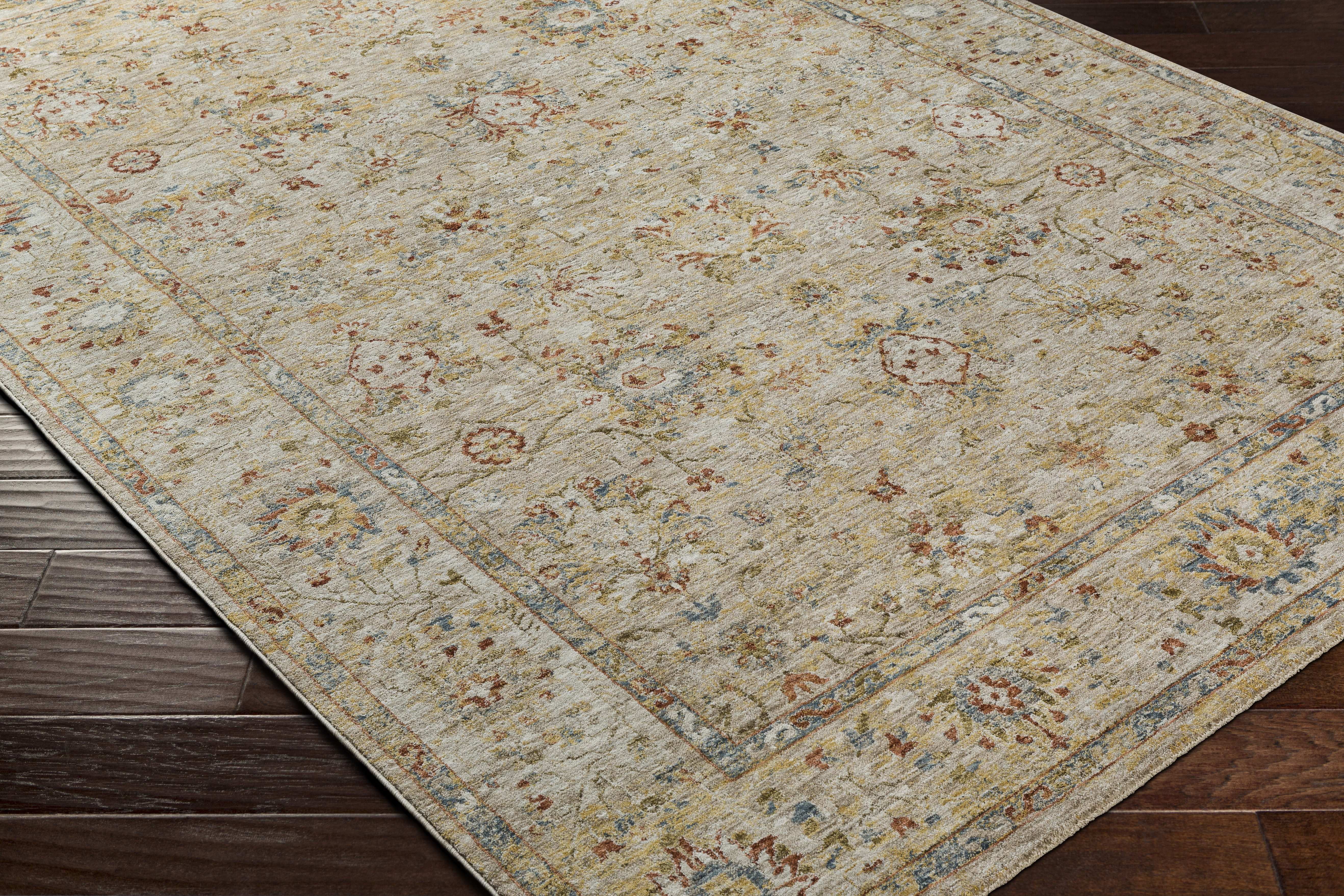 Mark&Day Area Rugs, 8ft Round Shantoya Traditional Tan Mustard Area Rug ...