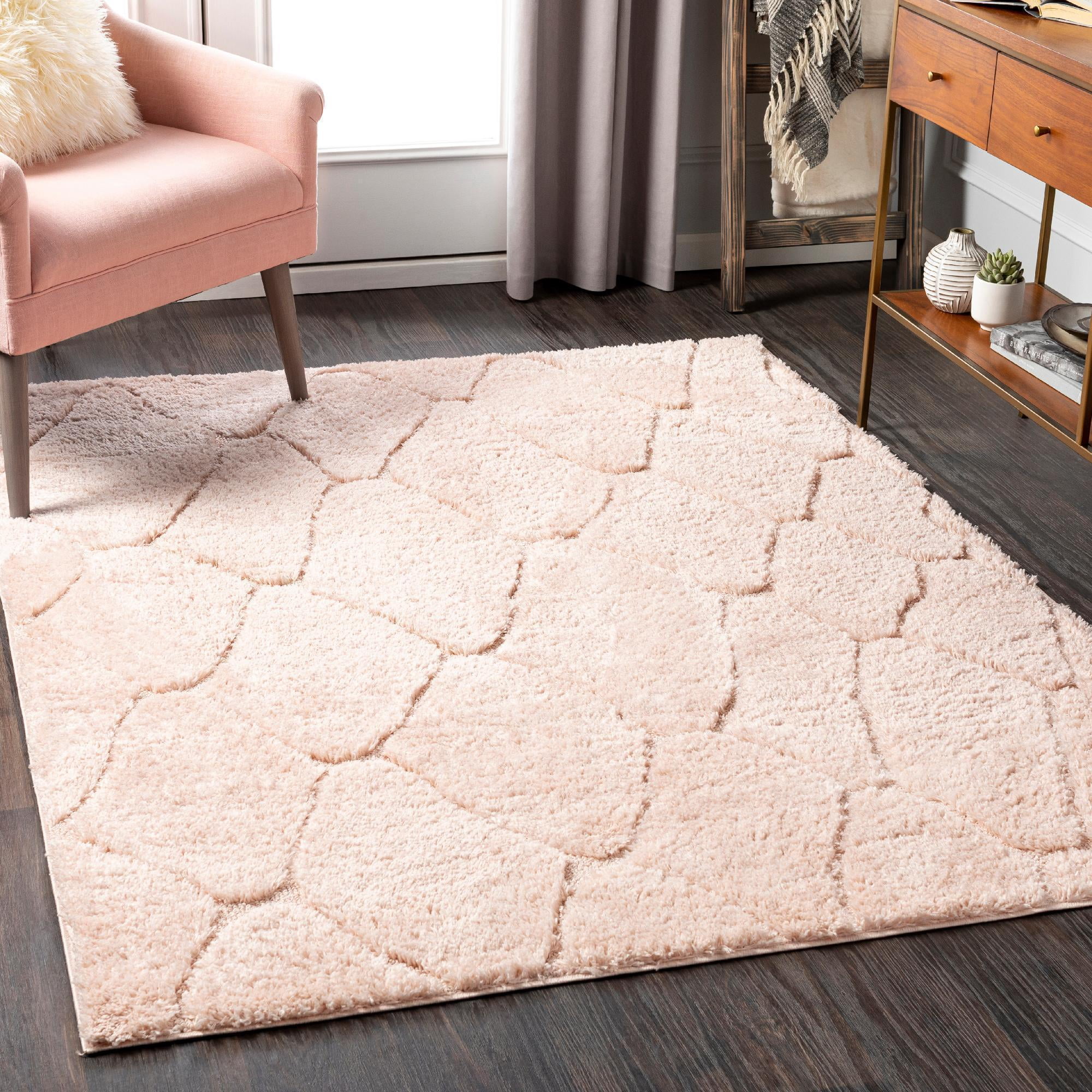 Mark&Day Area Rugs, 8x10 Haps Modern Shag Peach Area Rug, Blush Carpet ...