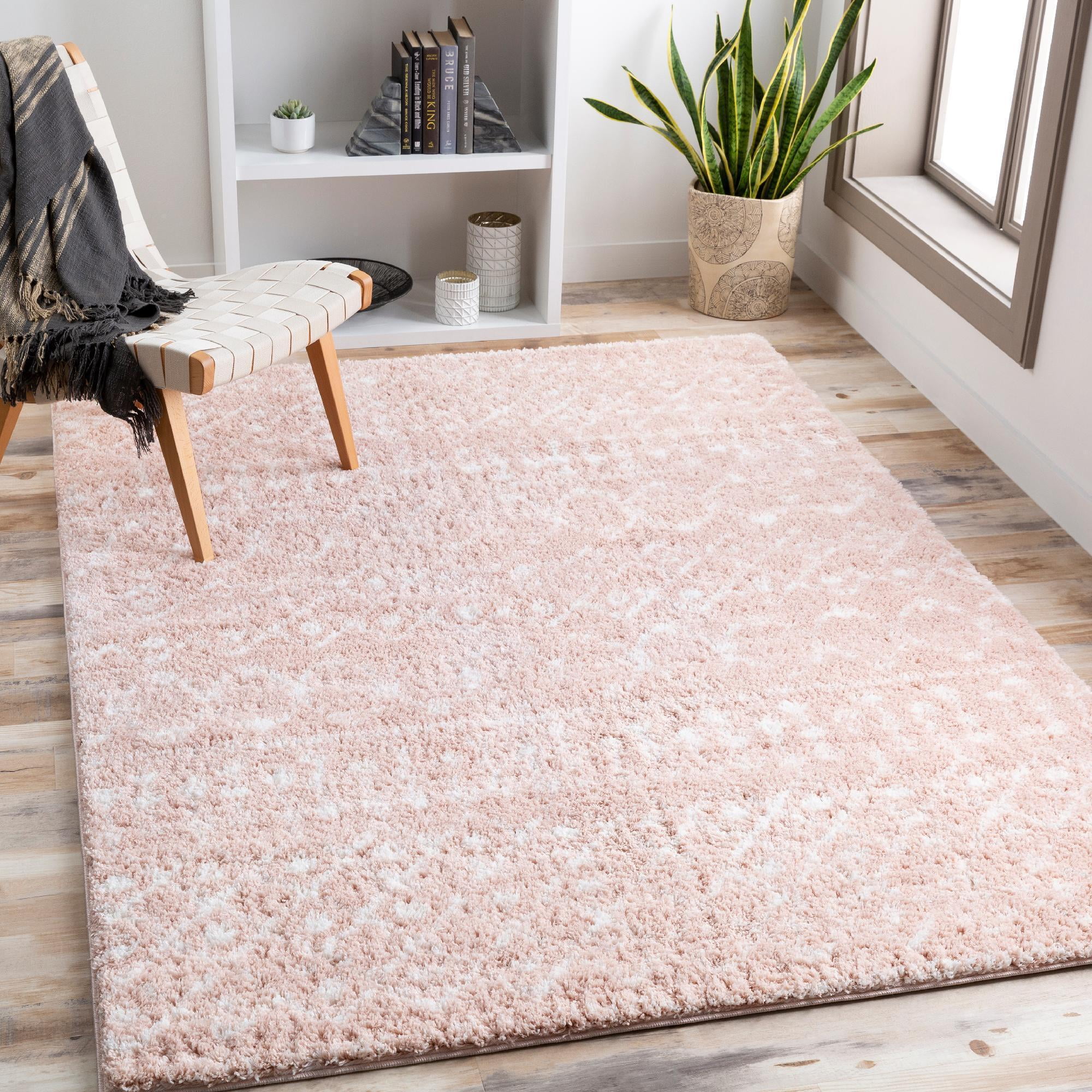 Mark&Day Area Rugs, 8x10 Huizen Global Shag Blush Area Rug, Pink White ...