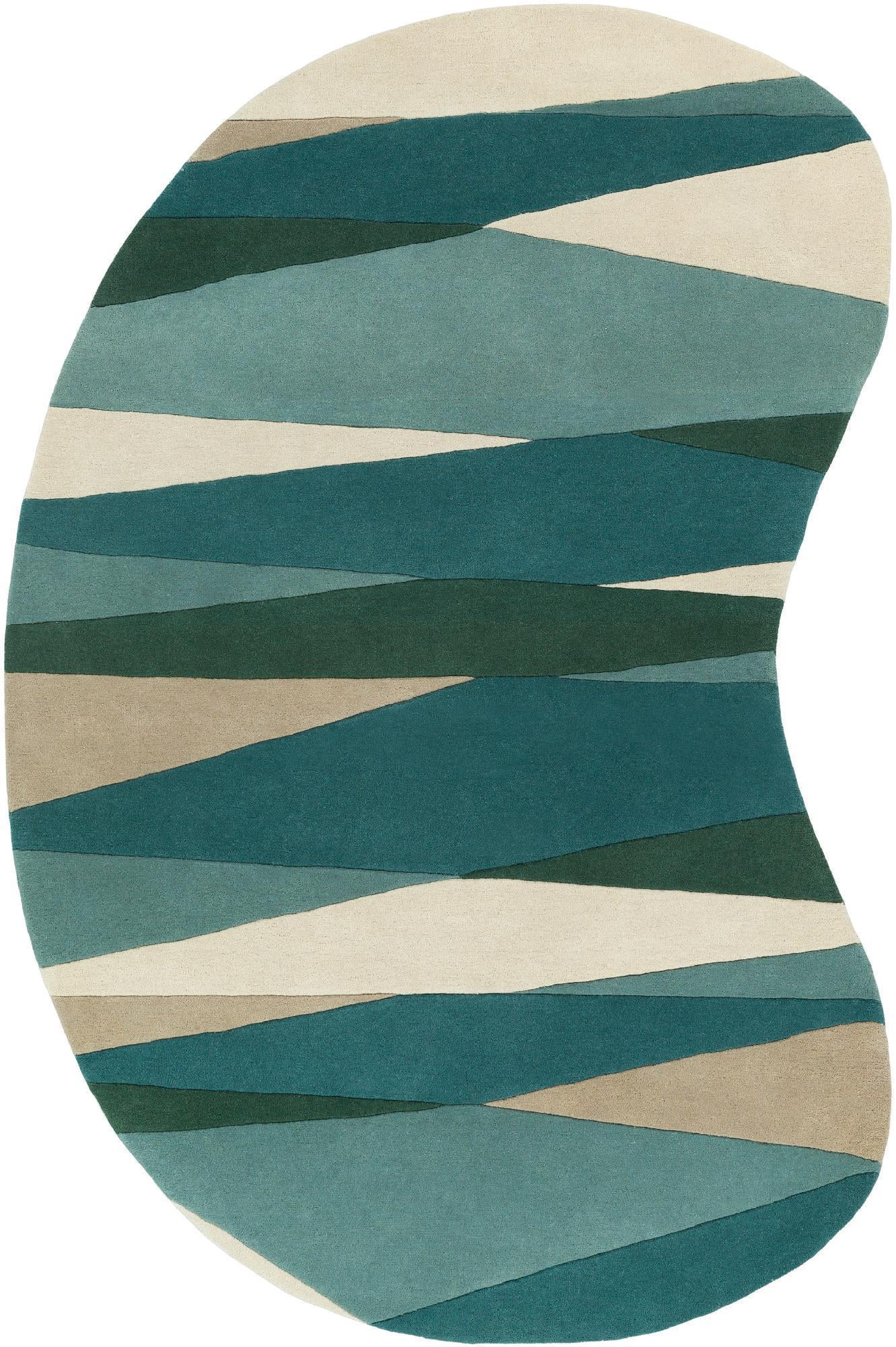 Mark&Day Wool Rugs, 8x10 Mulhouse Modern Sea Foam Kidney Area Rug ...