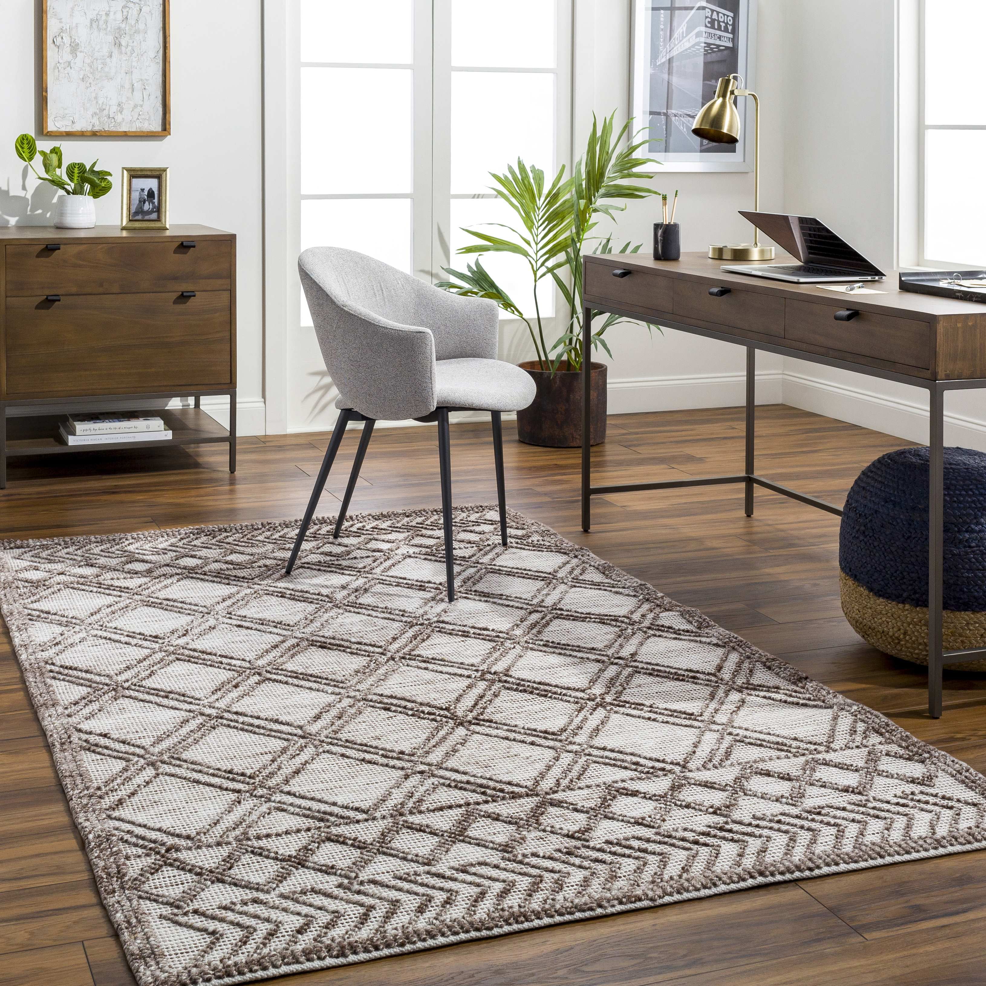 Mark&Day Area Rugs, 8x10 Paleosofos Global Cream Dark Brown Area Rug (8 ...