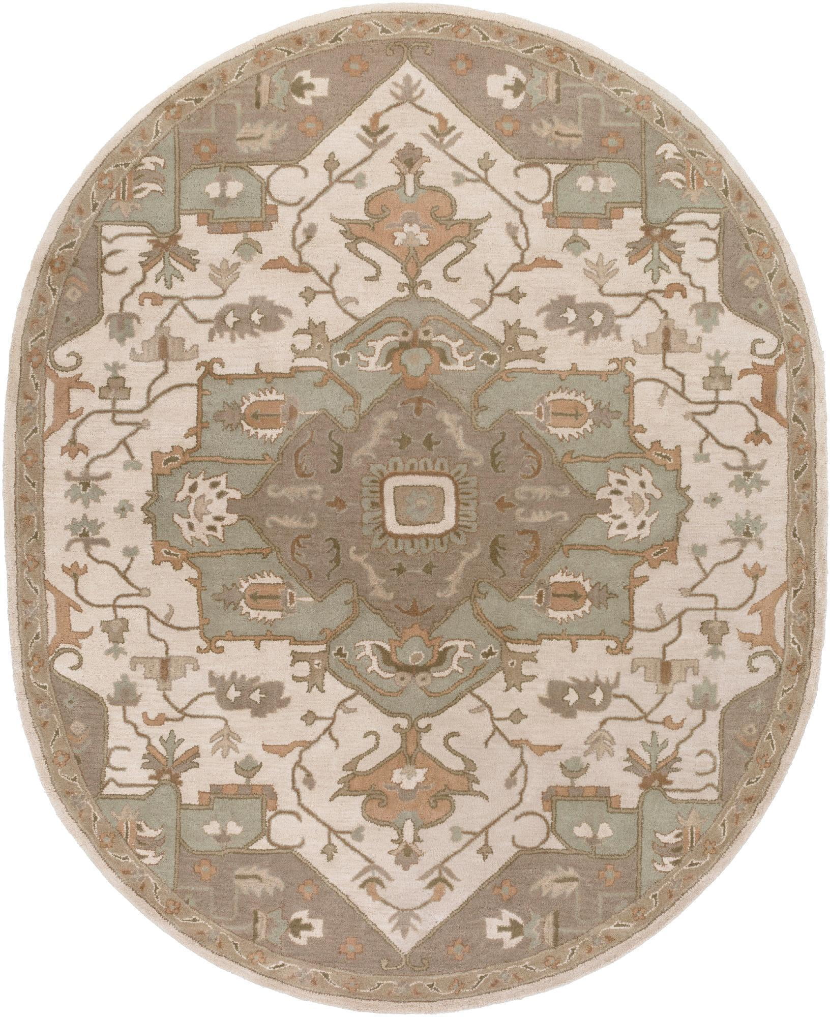 Mark&Day Wool Rugs, 8x10 Roblin Traditional Khaki Oval Area Rug, Brown ...
