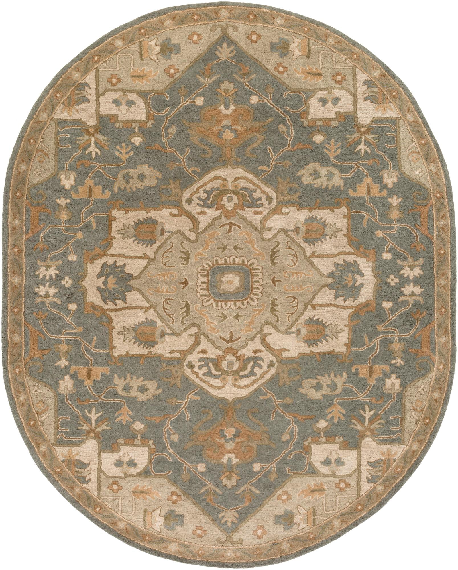 Mark&Day Area Rugs, 8x10 Roblin Traditional Medium Gray Oval Area Rug ...