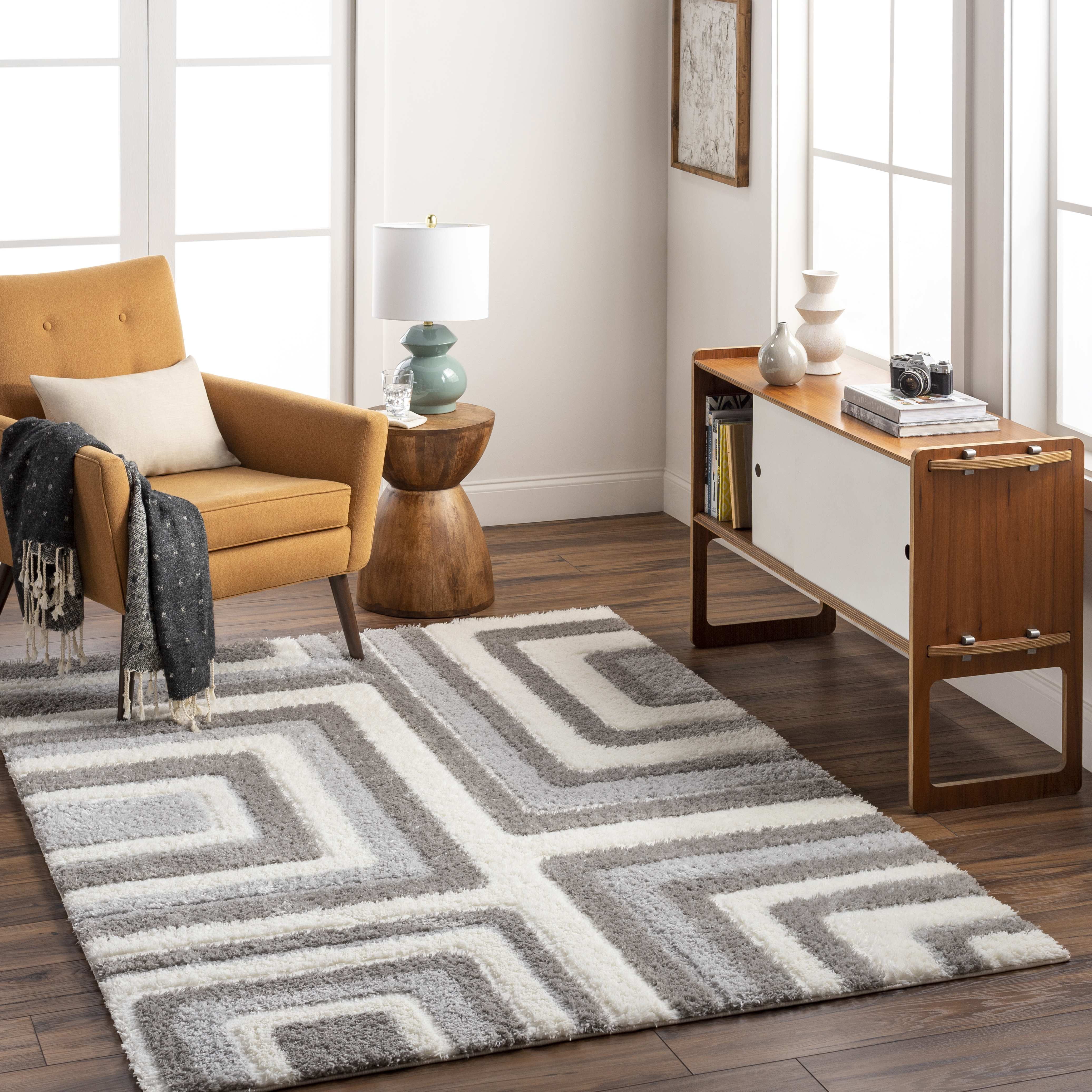 Mark&Day Area Rugs, 8x10 Shaheerah Modern Dark Gray Cream Area Rug (7 ...